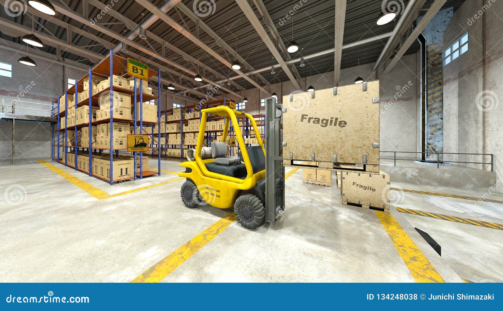 3D CG Rendering of Warehouse Stock Photo - Image of building, place ...
