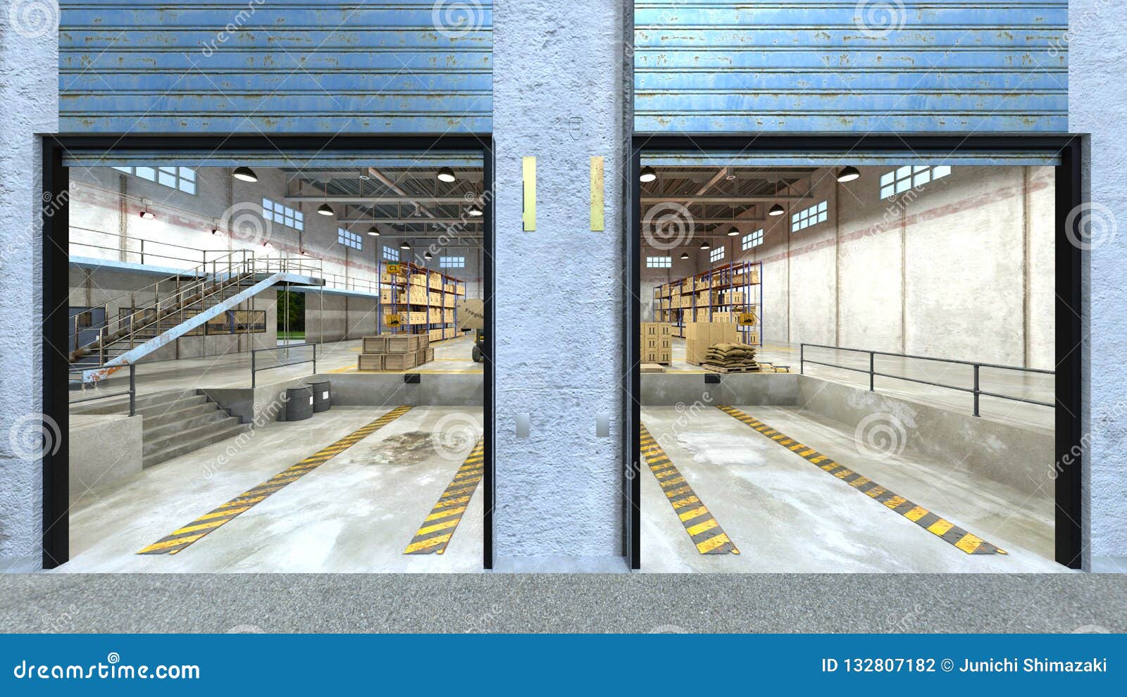 3D CG Rendering of Warehouse Stock Illustration - Illustration of ...