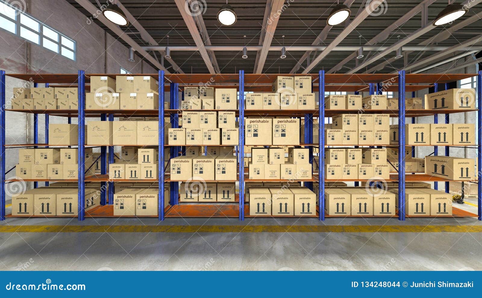 3D CG Rendering of Warehouse Stock Photo - Image of warehouse ...