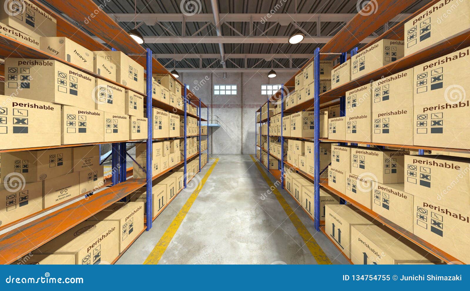 3D CG Rendering of Warehouse Stock Image - Image of indoors, place ...