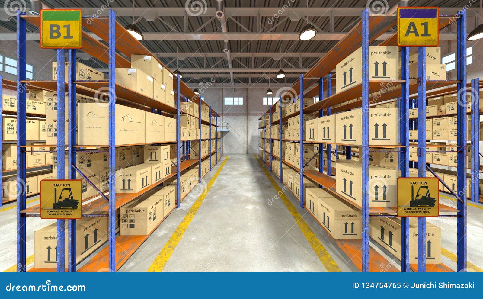 3D CG Rendering of Warehouse Stock Image - Image of warehouse ...