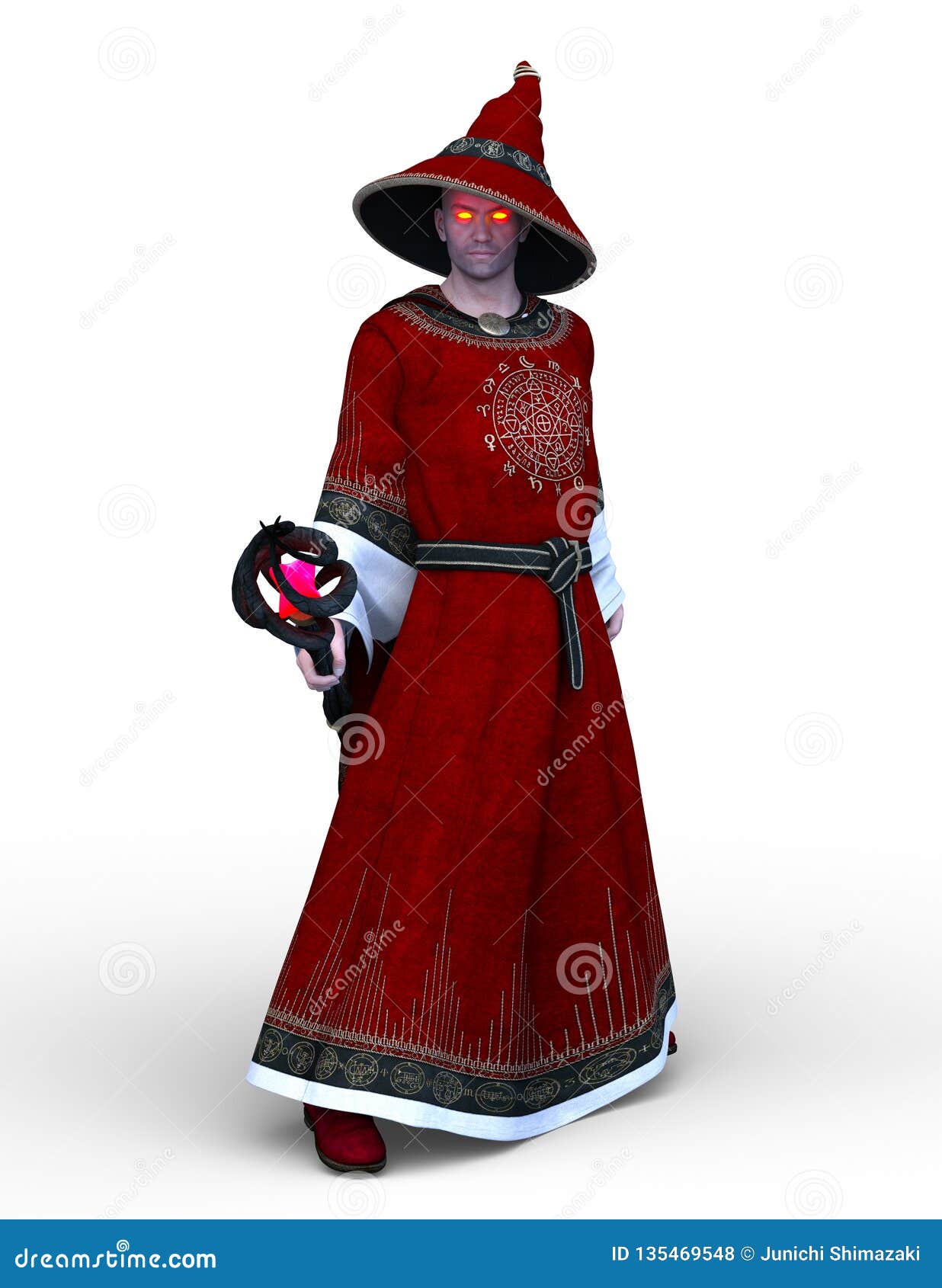 3D Rendering Of An Old Wizard In Long Robes And Hooded Cloak Isolated ...