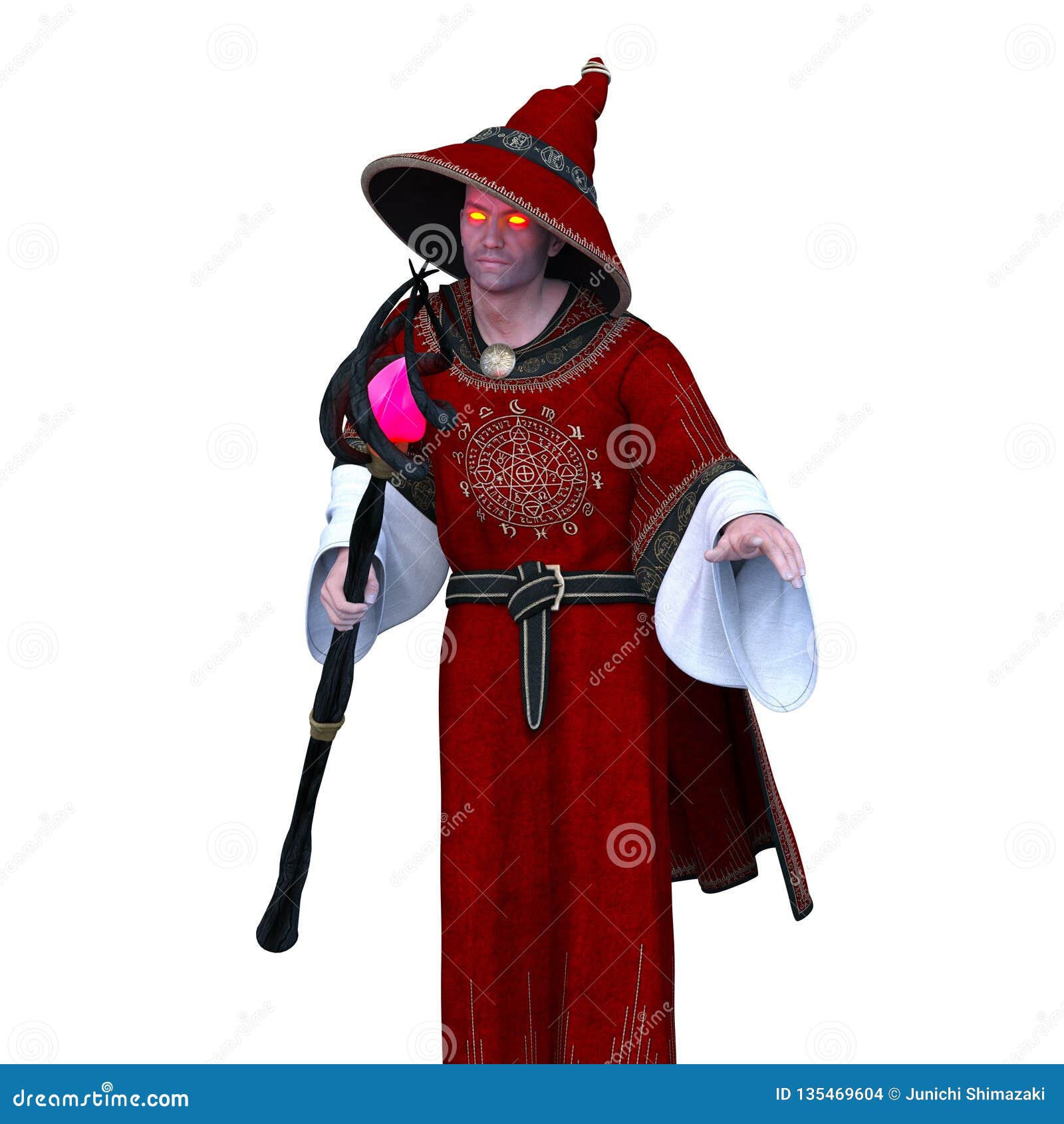 3D Rendering Of An Old Wizard In Long Robes And Hooded Cloak Isolated ...