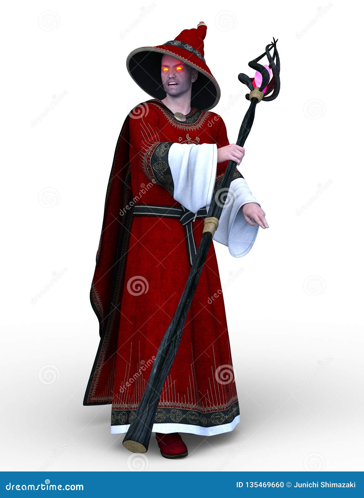 3D Rendering Of An Old Wizard In Long Robes And Hooded Cloak Isolated ...