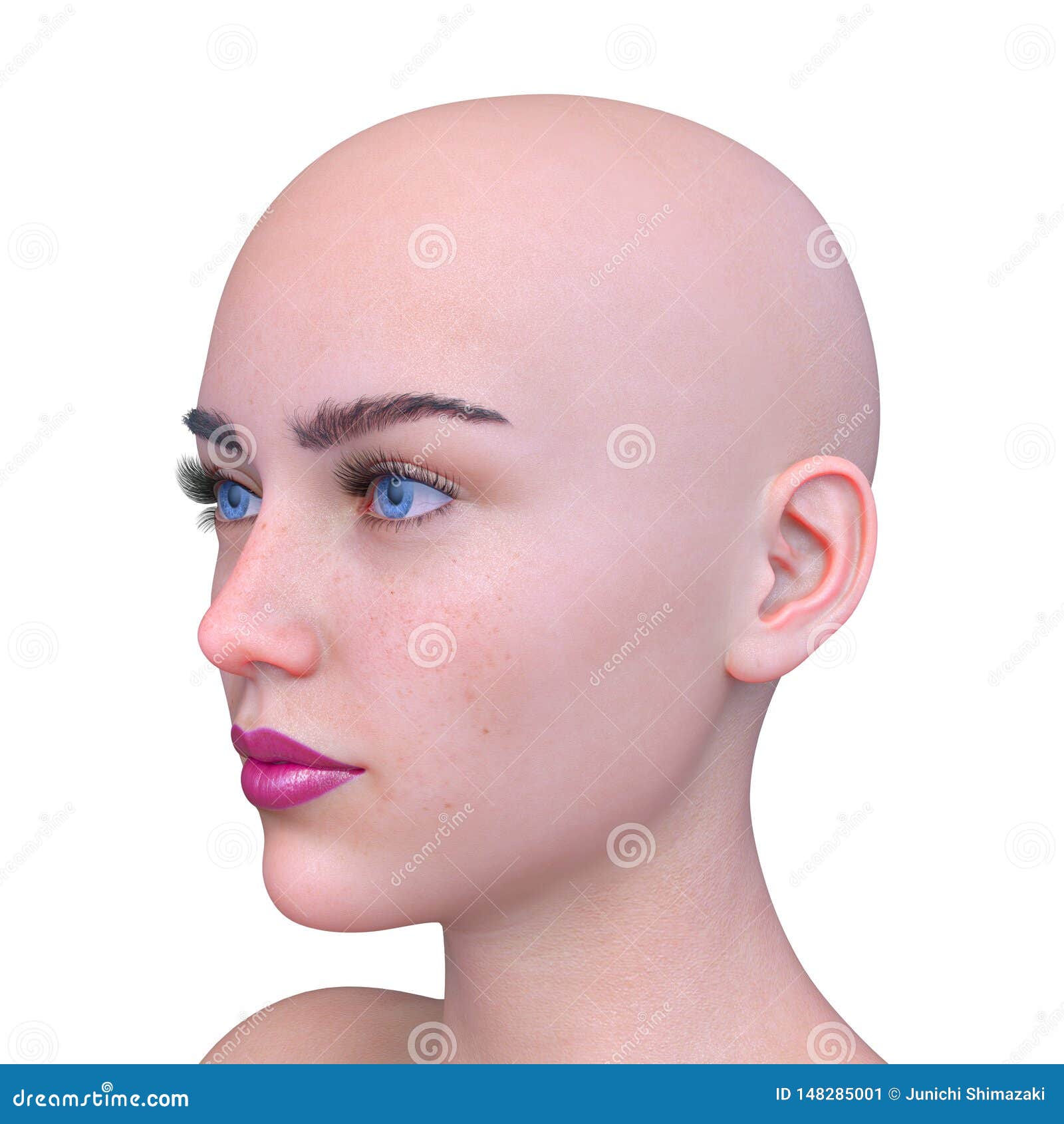 3D CG Rendering of Woman`s Face Stock Illustration - Illustration of ...