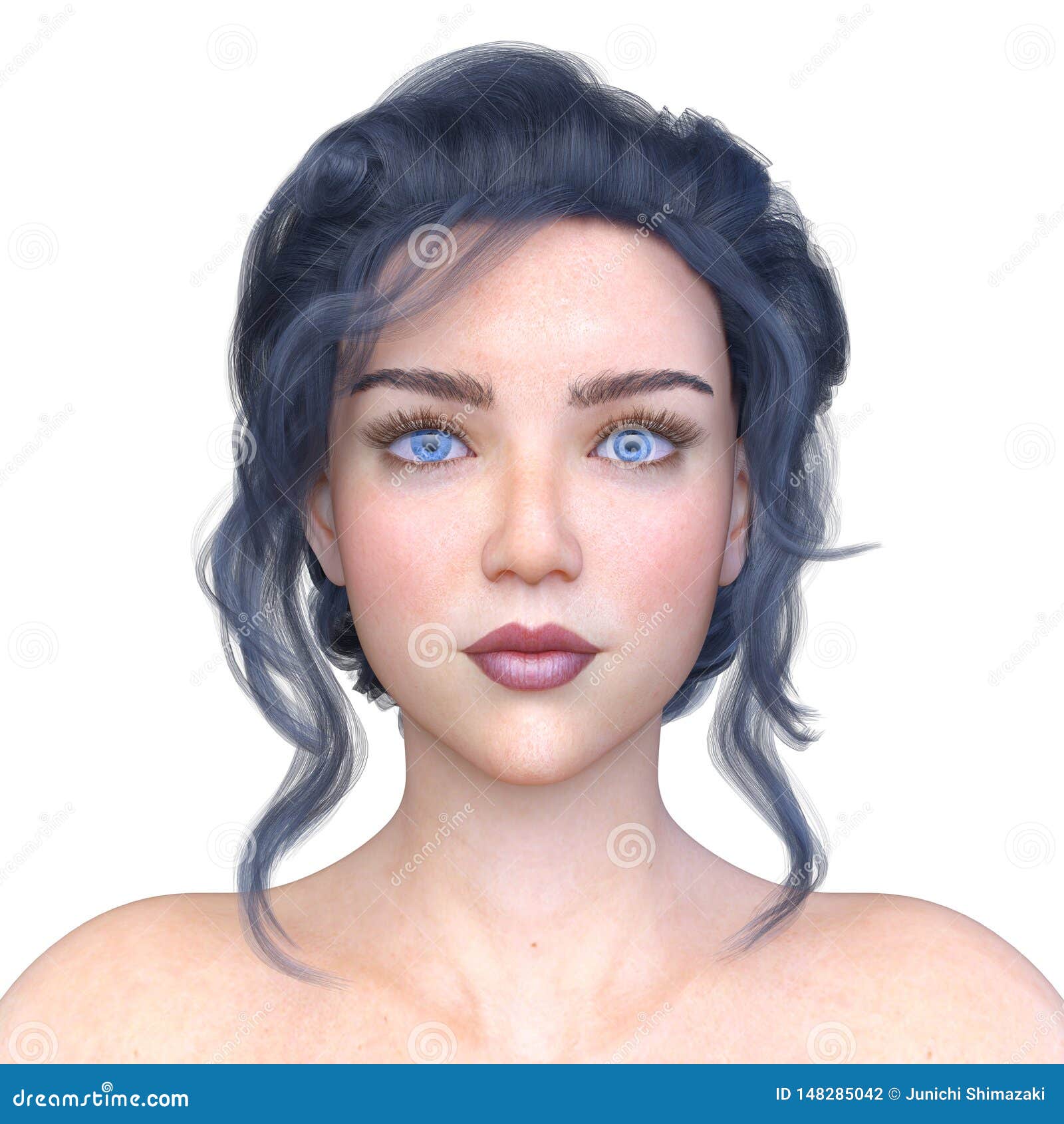 3D CG Rendering of Woman`s Face Stock Illustration - Illustration of ...