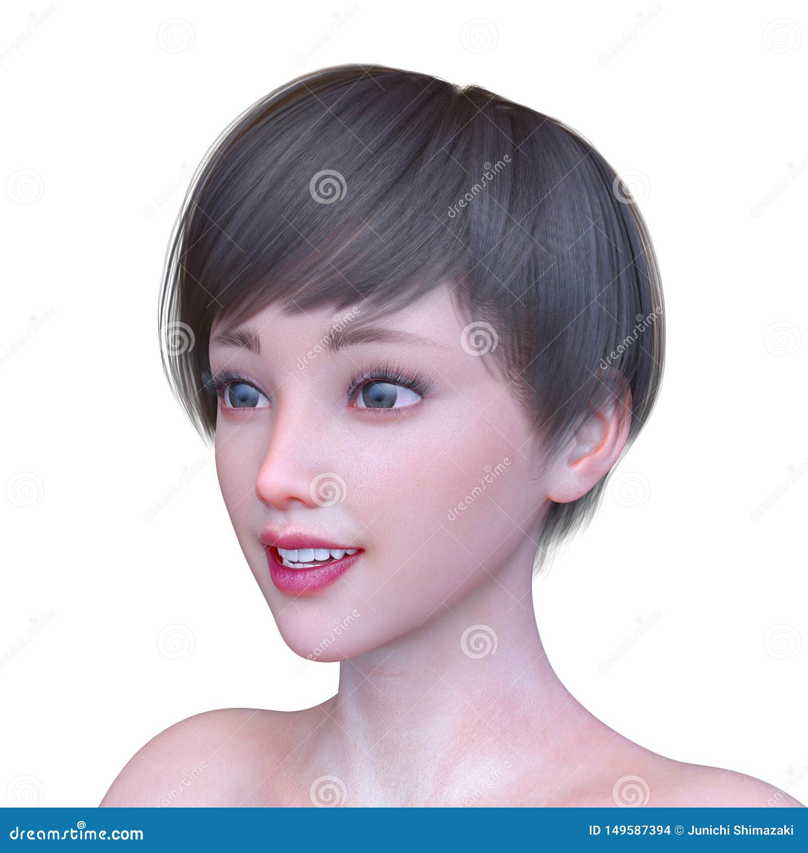 3D CG Rendering of Woman`s Face Stock Illustration - Illustration of ...