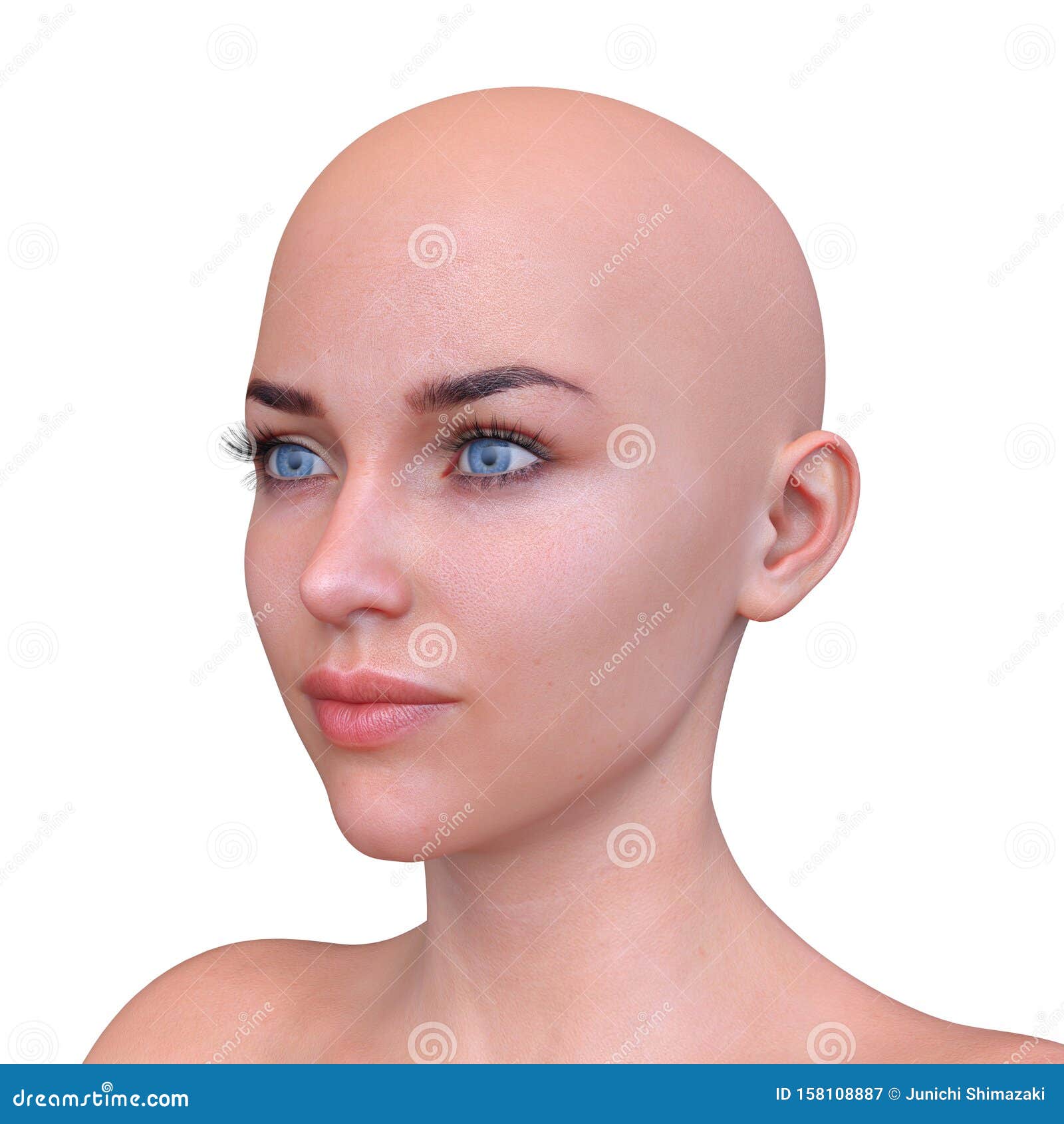 3D CG Rendering of Woman`s Face Stock Illustration - Illustration of ...
