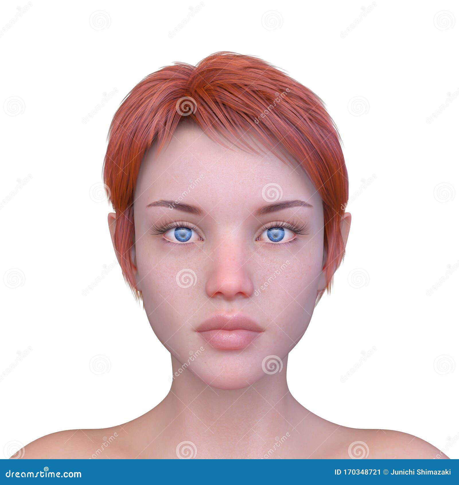 3D CG Rendering of Woman`s Face Stock Illustration - Illustration of ...