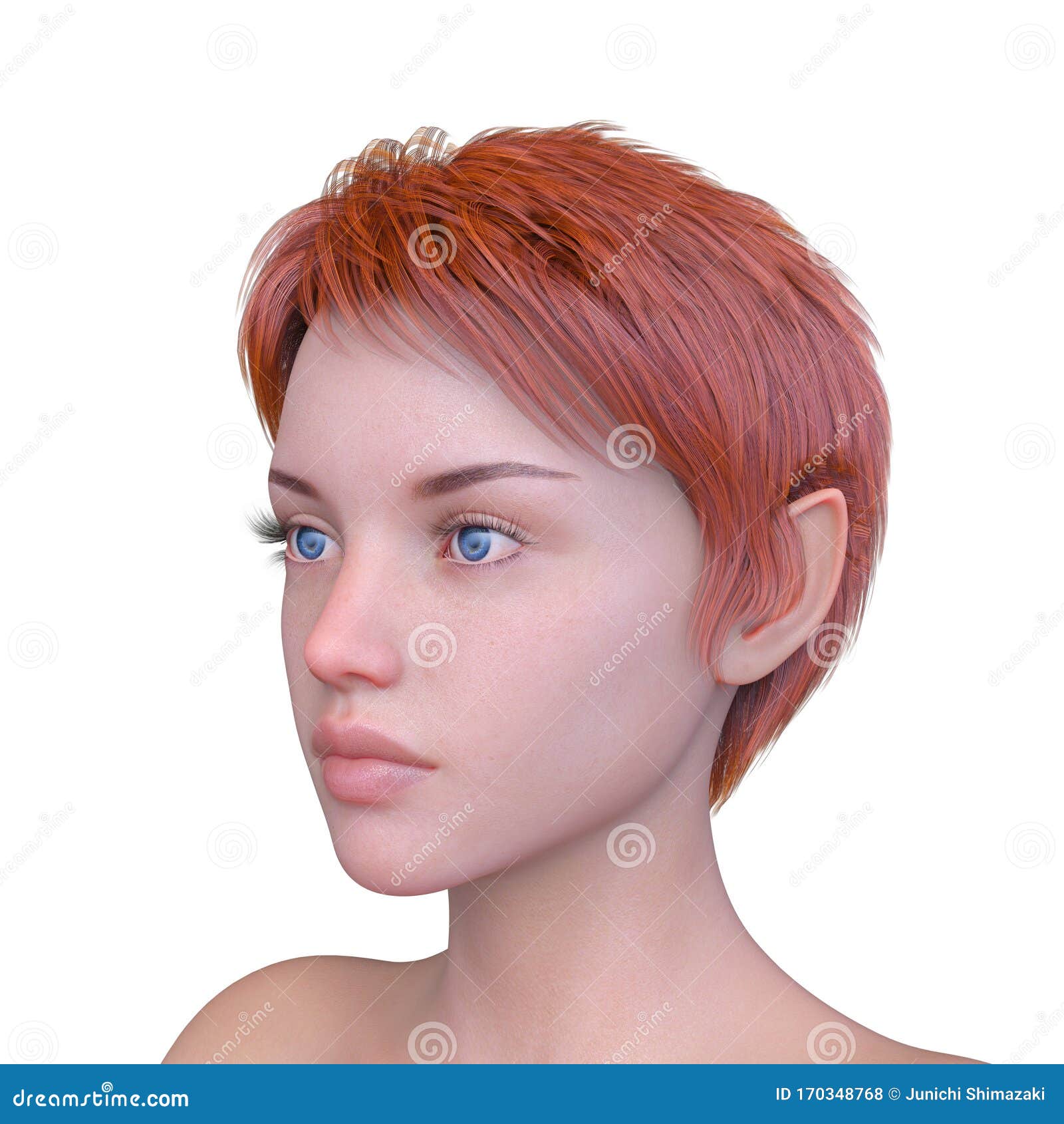 3D CG Rendering of Woman`s Face Stock Illustration - Illustration of ...