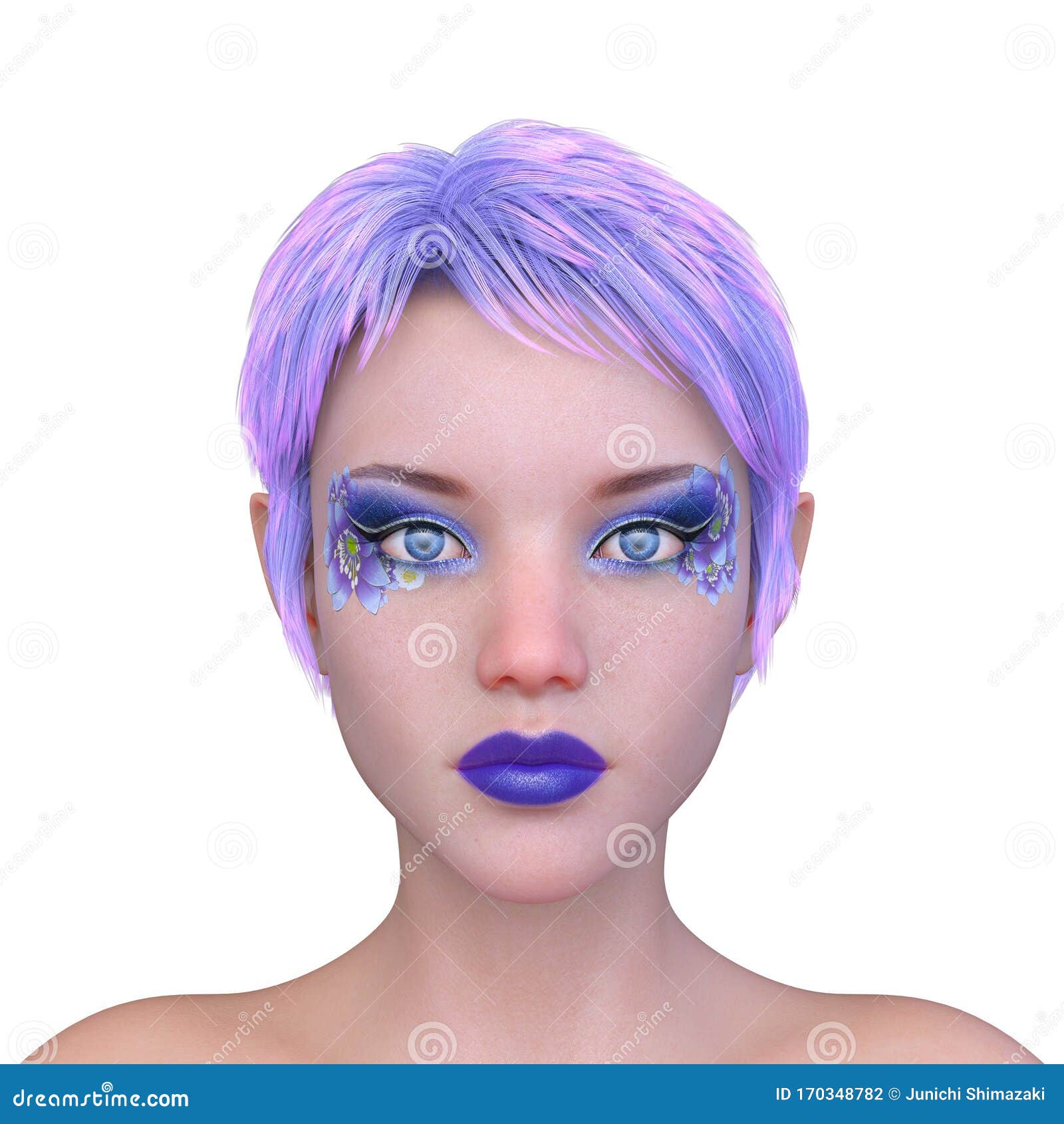 3D CG Rendering of Woman`s Face Stock Illustration - Illustration of ...