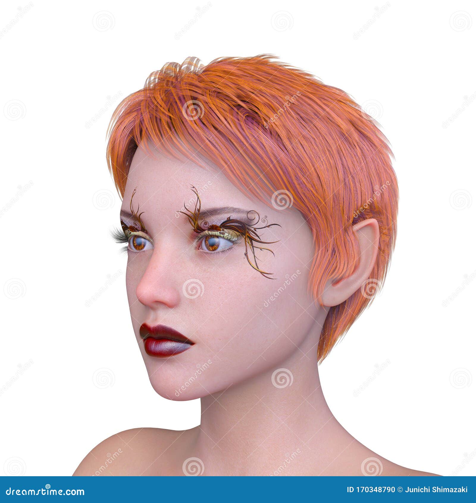 3D CG Rendering of Woman`s Face Stock Illustration - Illustration of ...