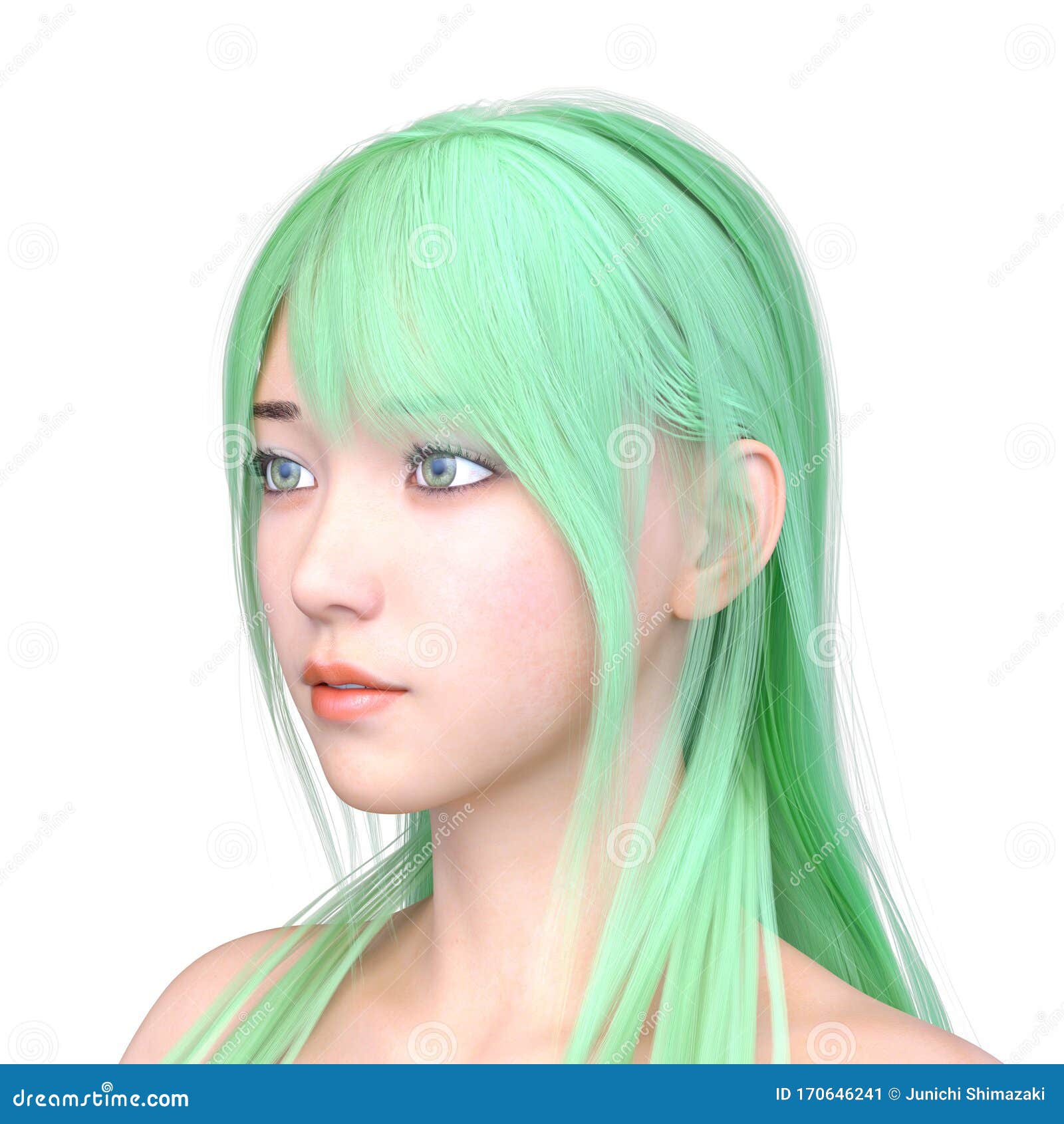 3D CG Rendering of Woman`s Face Stock Illustration - Illustration of ...