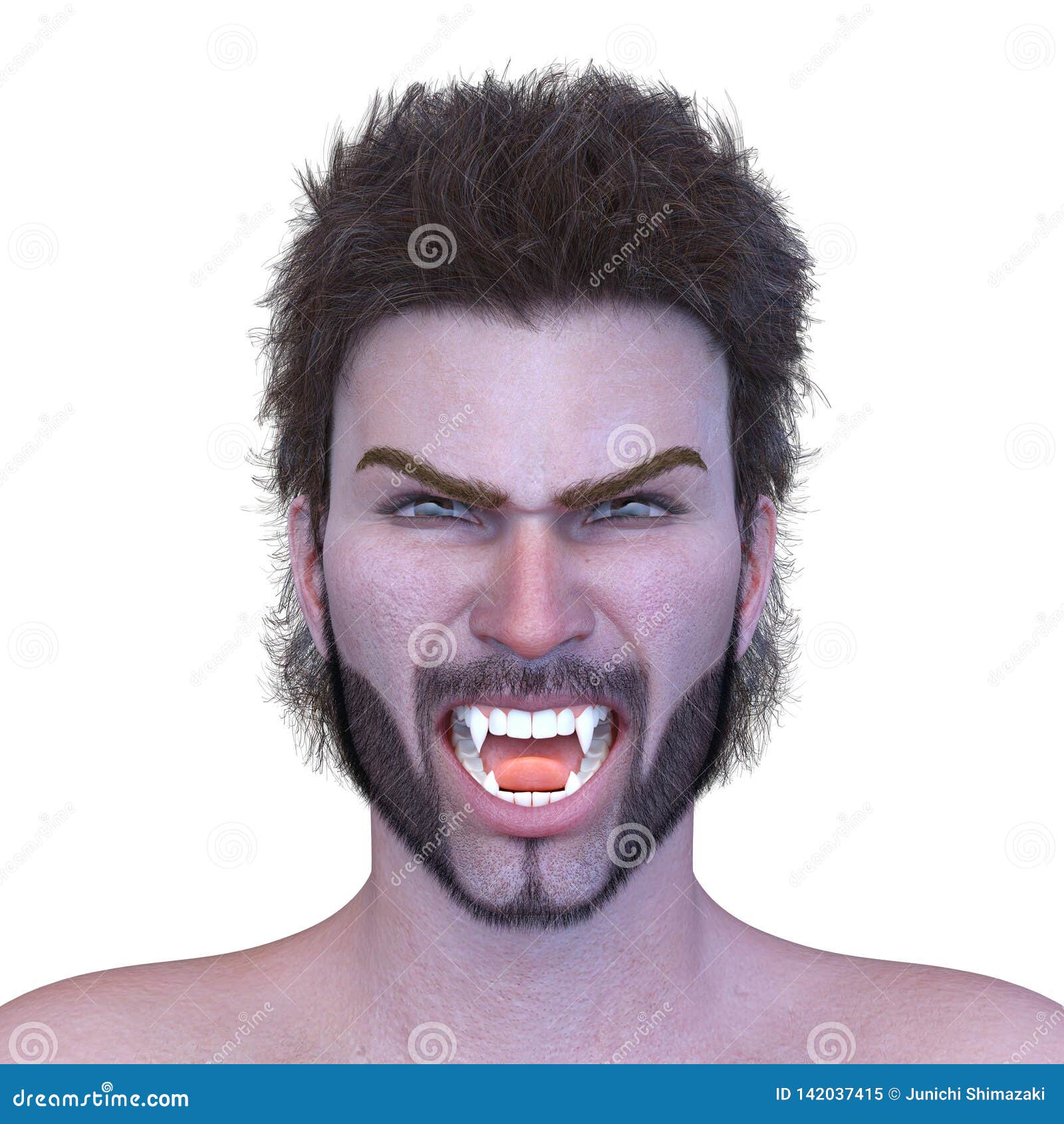 3D CG Rendering of Zoom Up Face of Man Stock Illustration ...