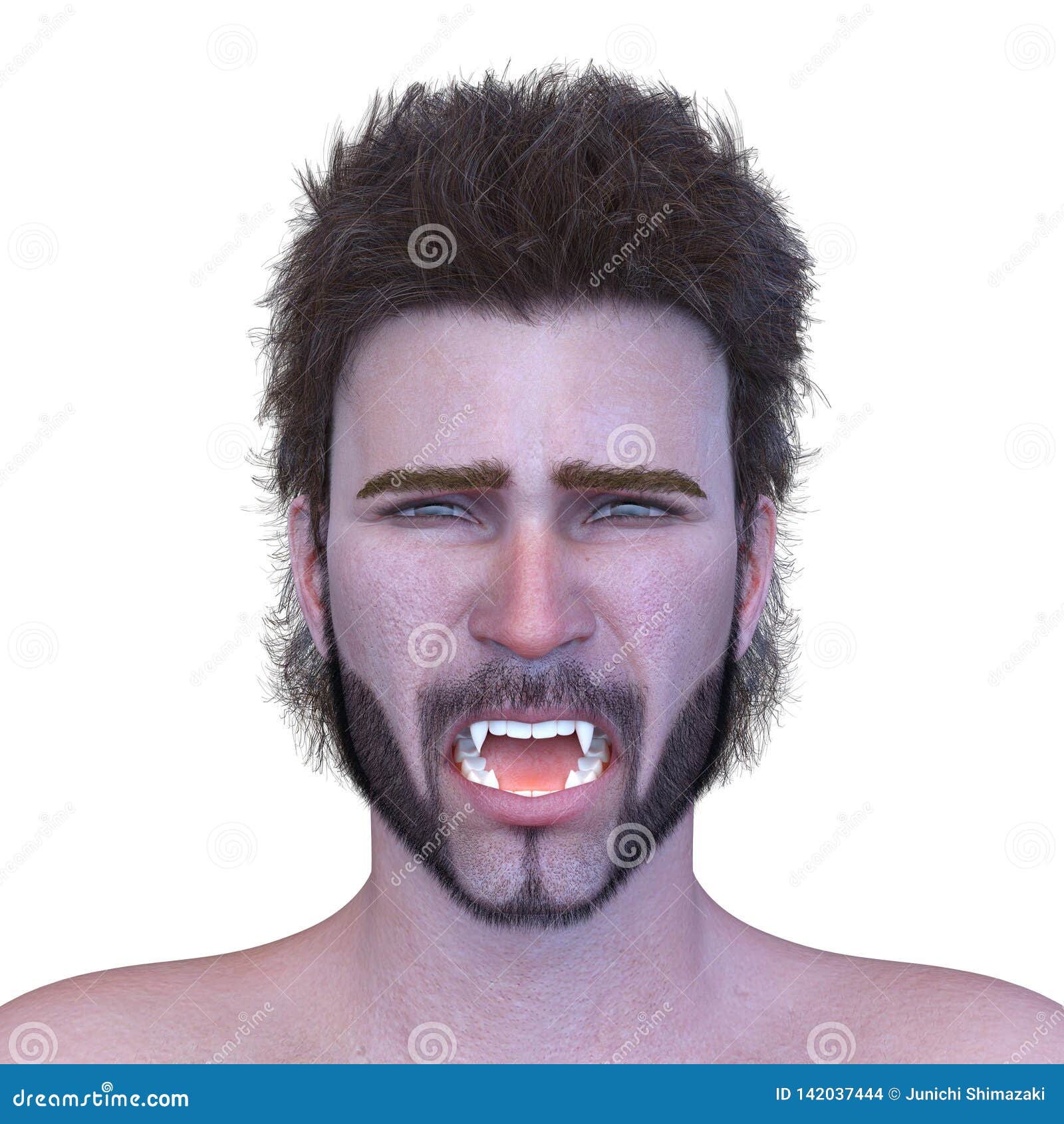 3D CG Rendering of Zoom Up Face of Man Stock Illustration ...