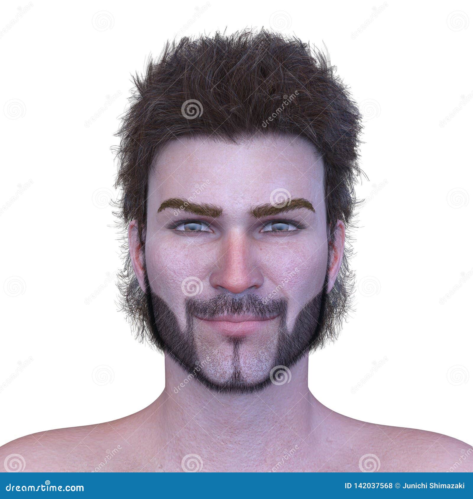 3D CG Rendering of Zoom Up Face of Man Stock Illustration ...