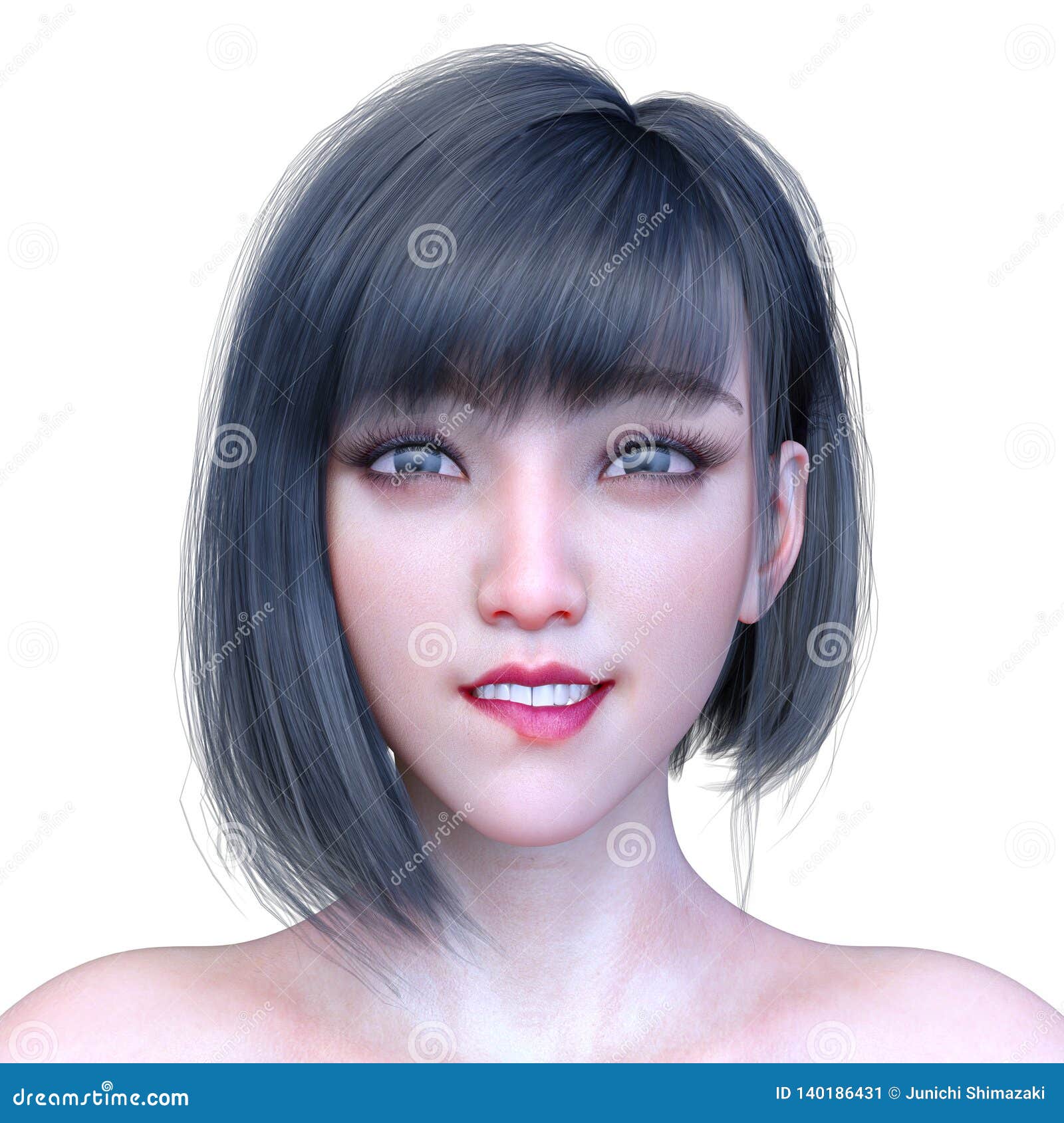 3D CG Rendering Of Zoom Up Of Girl Face Royalty-Free Stock Photo ...