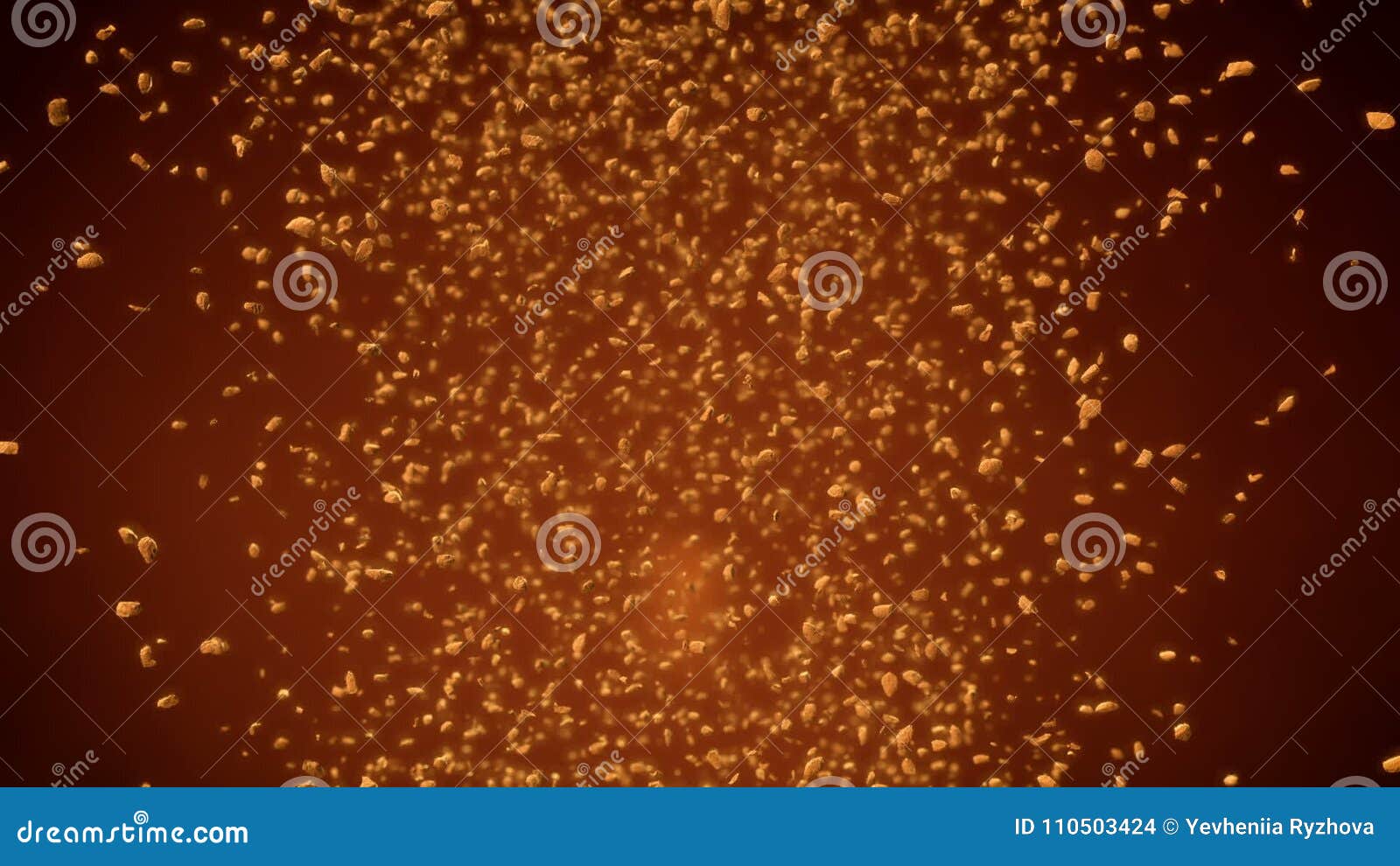 3D CGI Footage Falling of Instant Coffee Dust and Particles on Brown ...