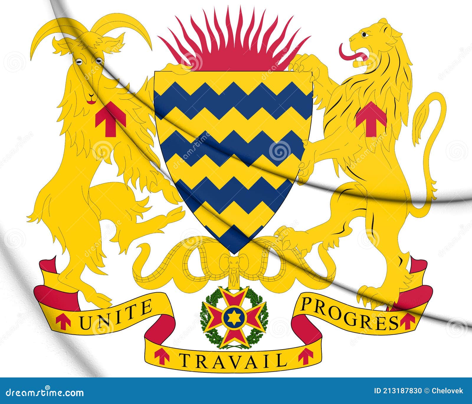 3D Chad coat of arms. stock illustration. Illustration of fluttering ...