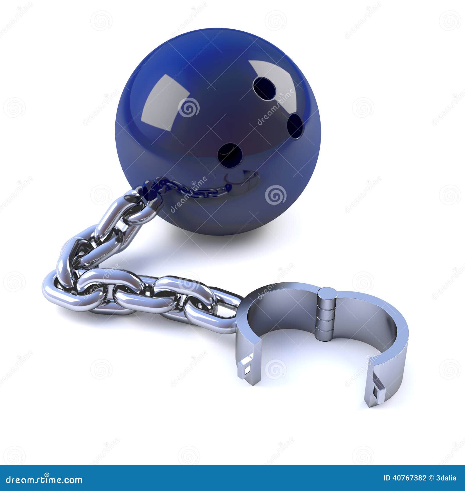 3d Chained bowling ball stock illustration. Illustration of confined ...