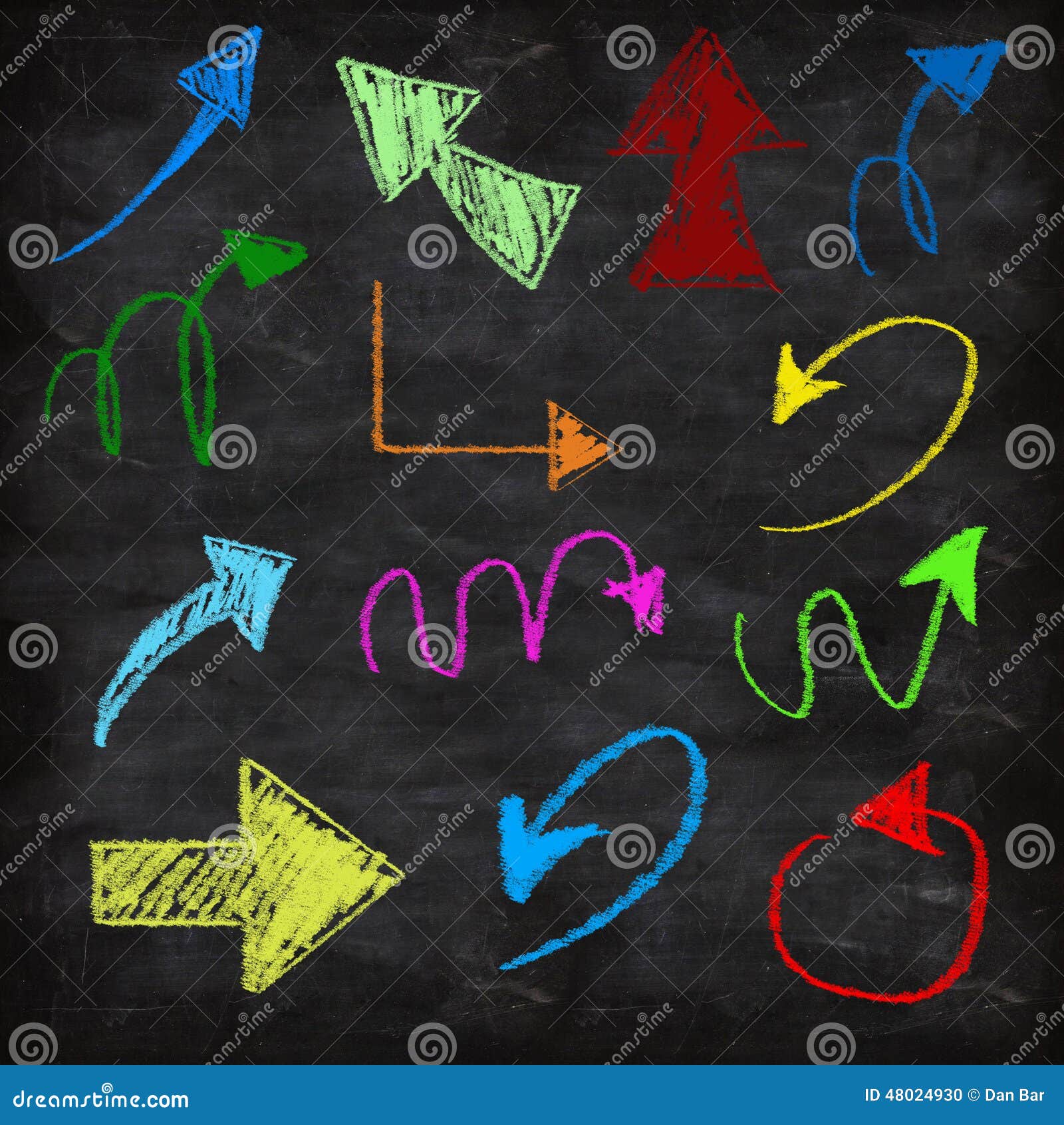 3d chalk arrows stock illustration. Illustration of chalk - 48024930
