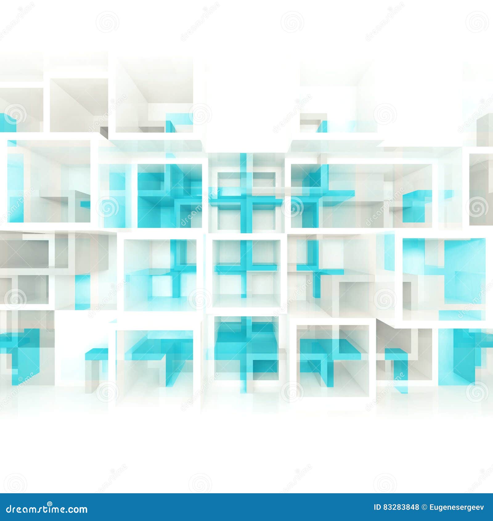 3d Chaotic Square Cells Structure on Wall Stock Illustration ...