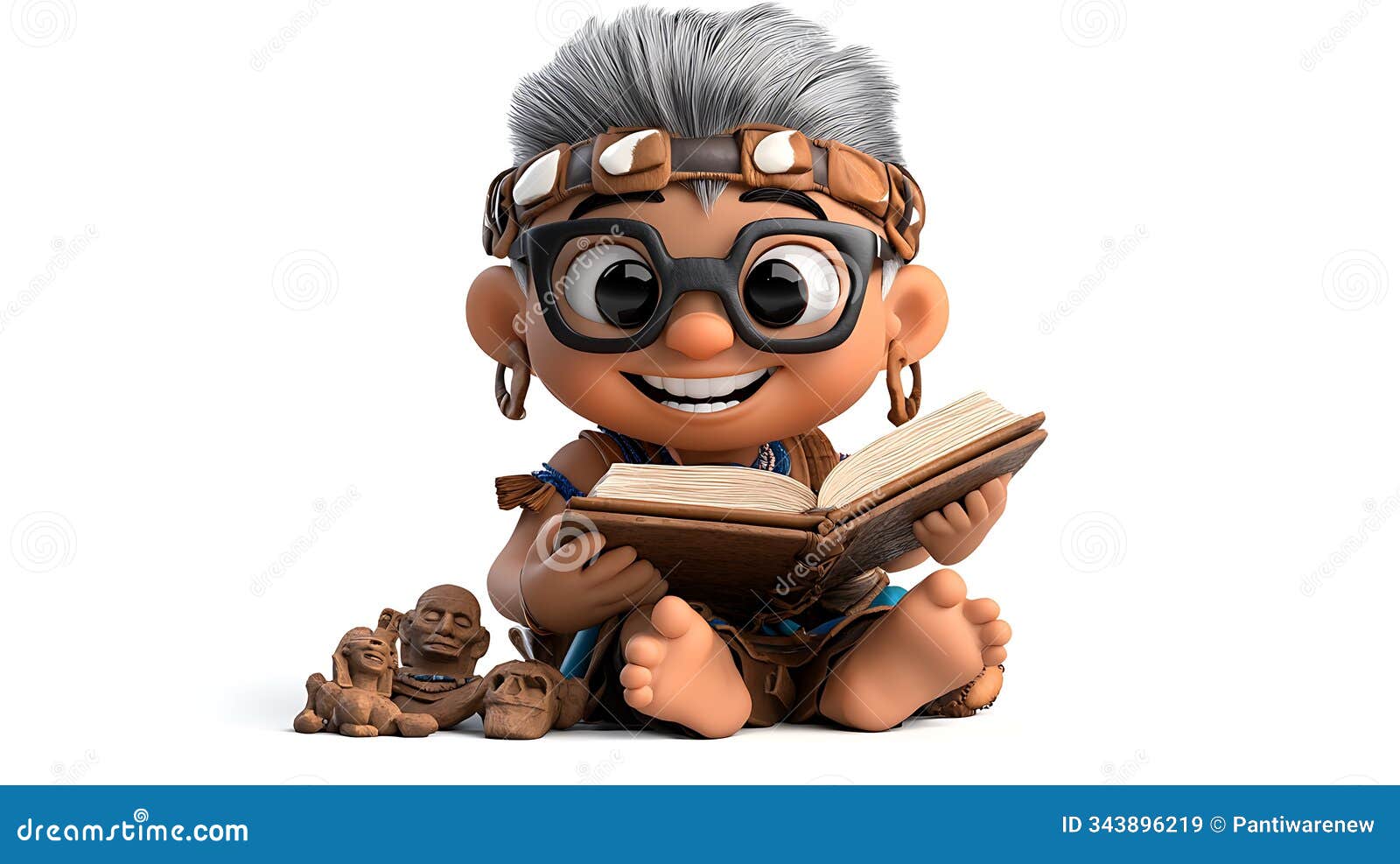3D Character of Anthropologist Studying Ancient Artifacts Stock ...