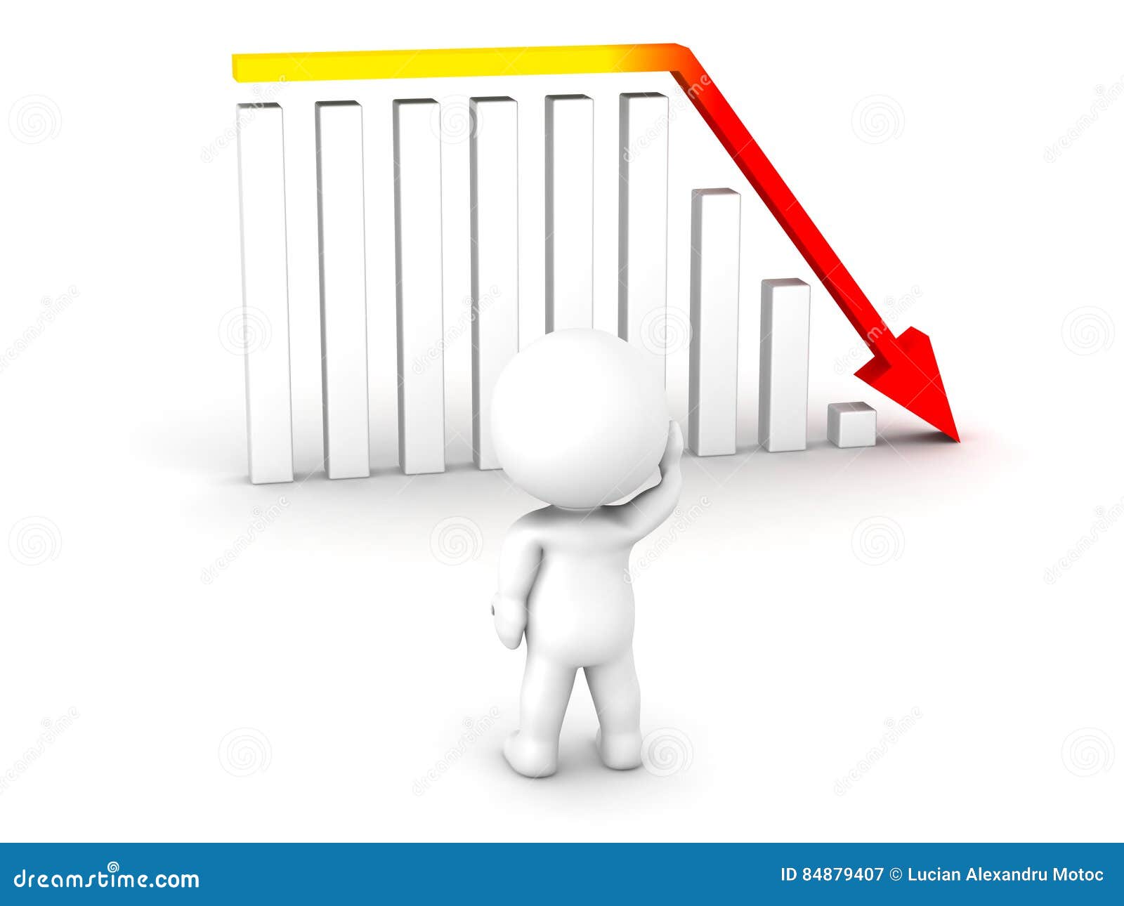 3D Character and Bad Chart stock illustration. Illustration of ...