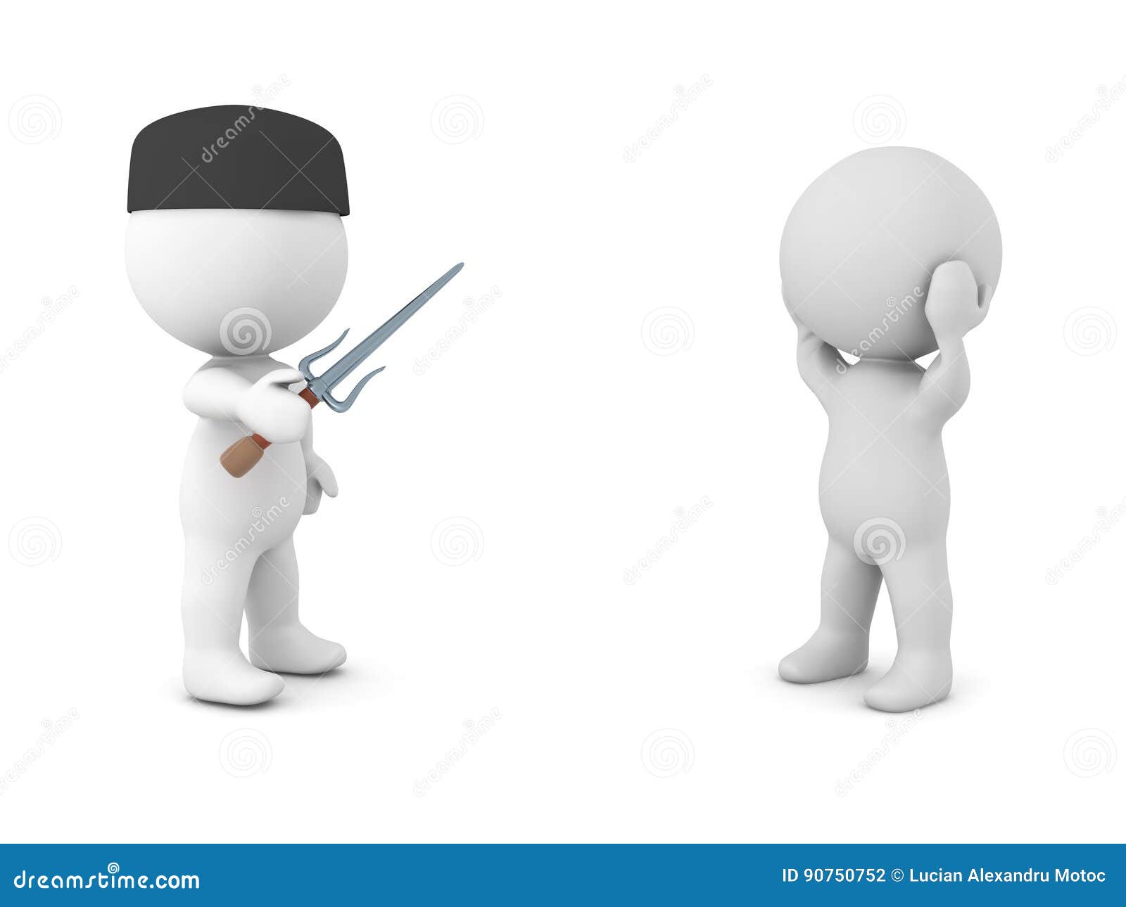3D Character is Being Robbed at Knife Point Stock Illustration ...