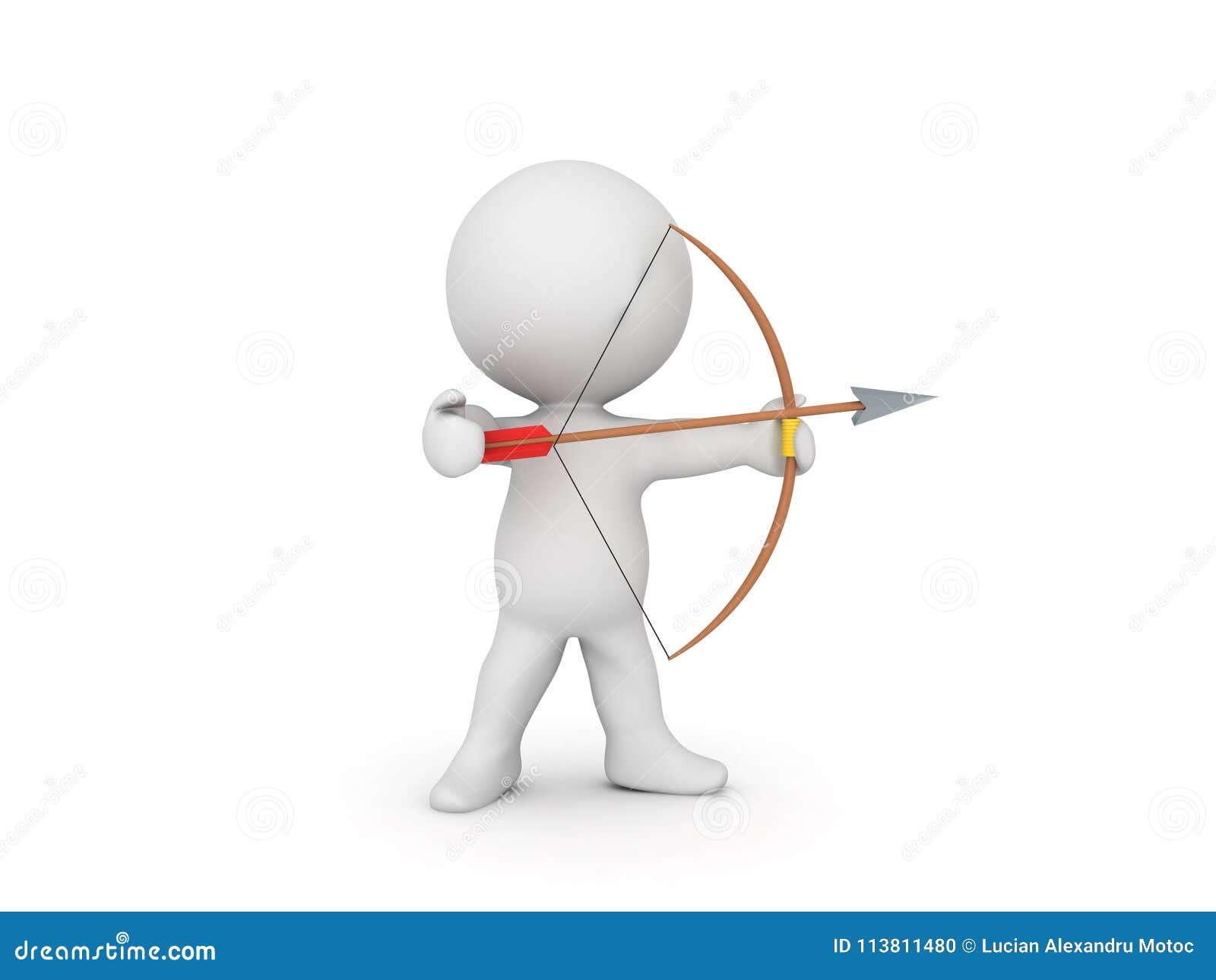 3D Character with Bow and Arrow Stock Illustration - Illustration of ...