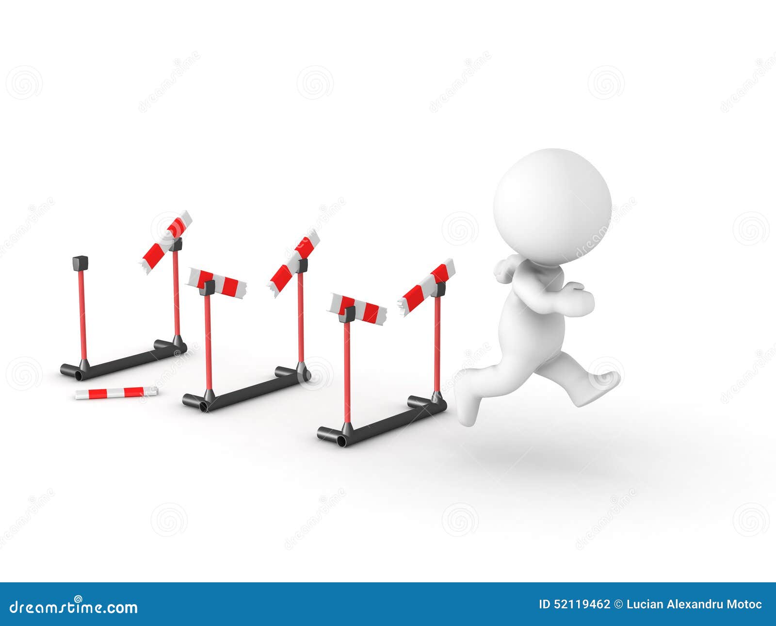 3D Character Breaking through Barriers Stock Illustration ...