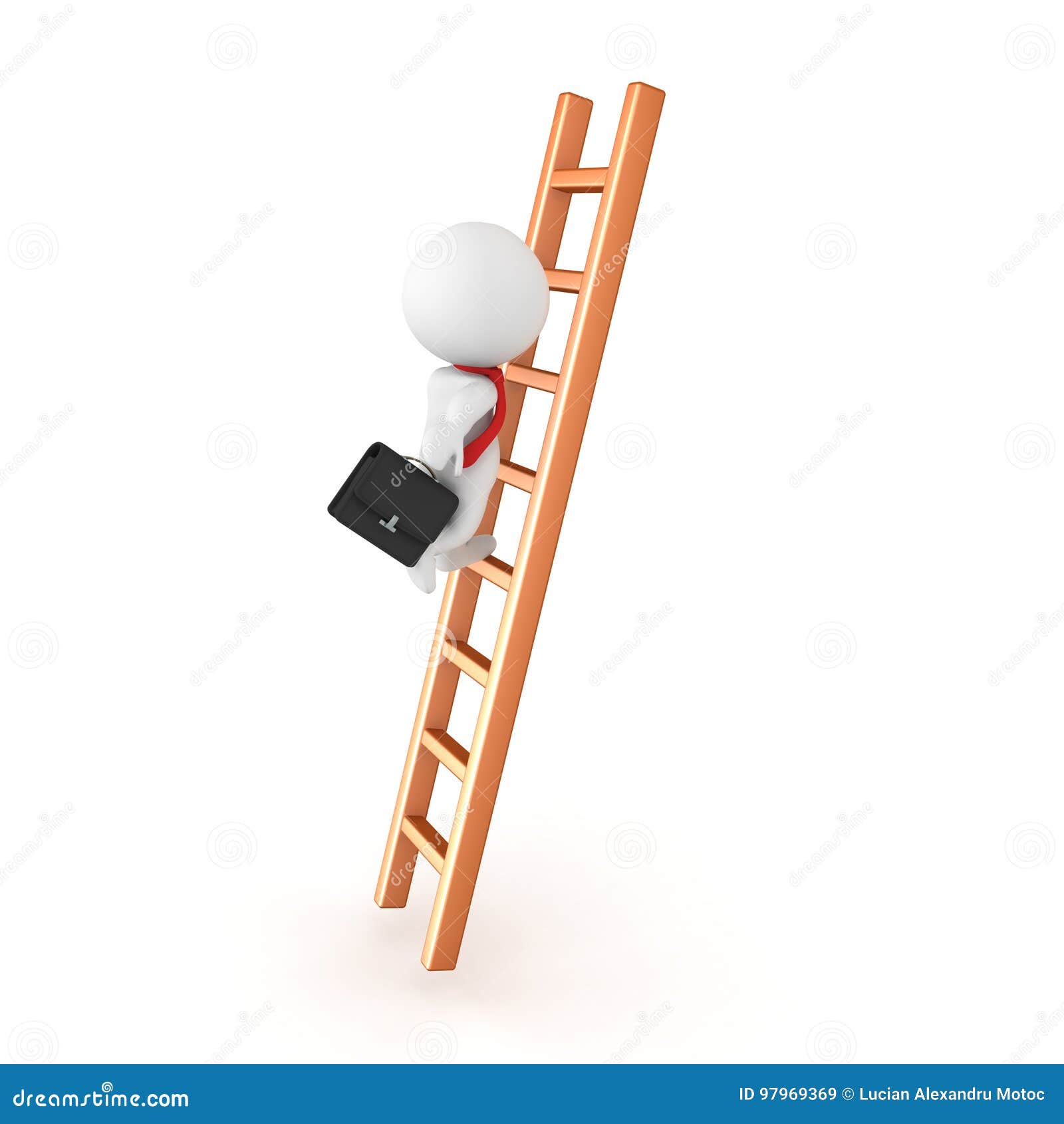 3D Character Climbing the Corporate Ladder Stock Illustration ...