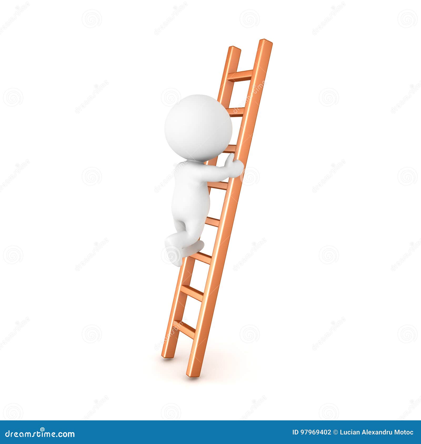 3D Character Climbing a Ladder Stock Illustration - Illustration of ...