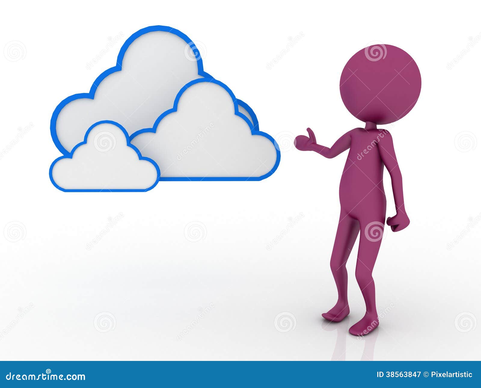 3d Character with Cloud Computing Concept Stock Illustration ...
