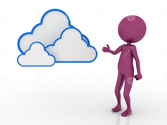 3d Character with Cloud Computing Concept Stock Illustration ...