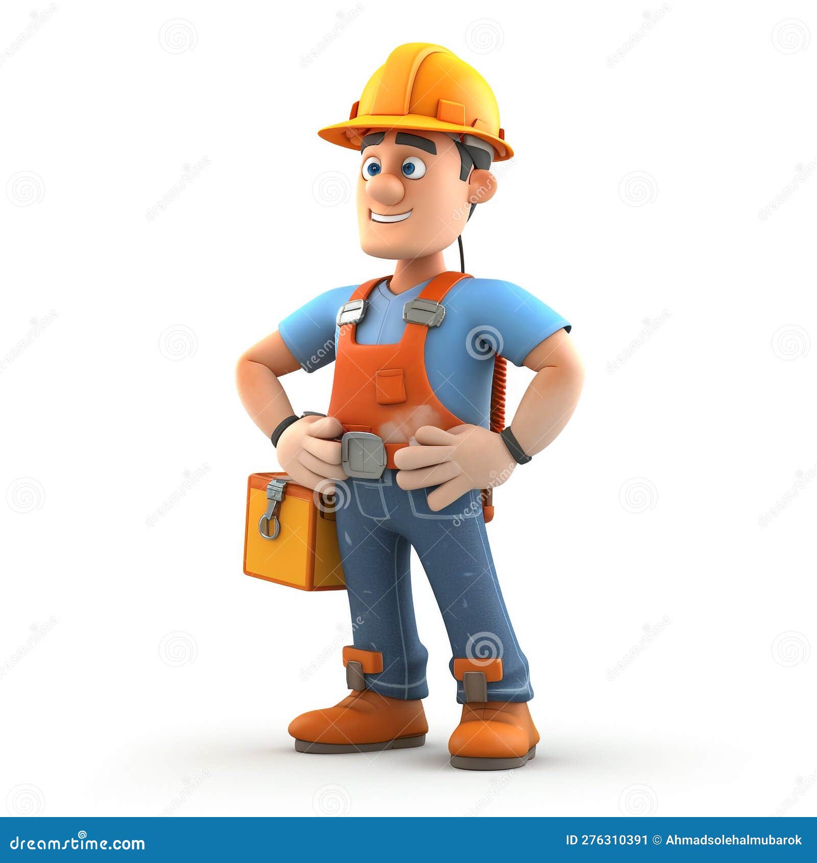 3d Character of Construction Worker Stock Illustration - Illustration ...