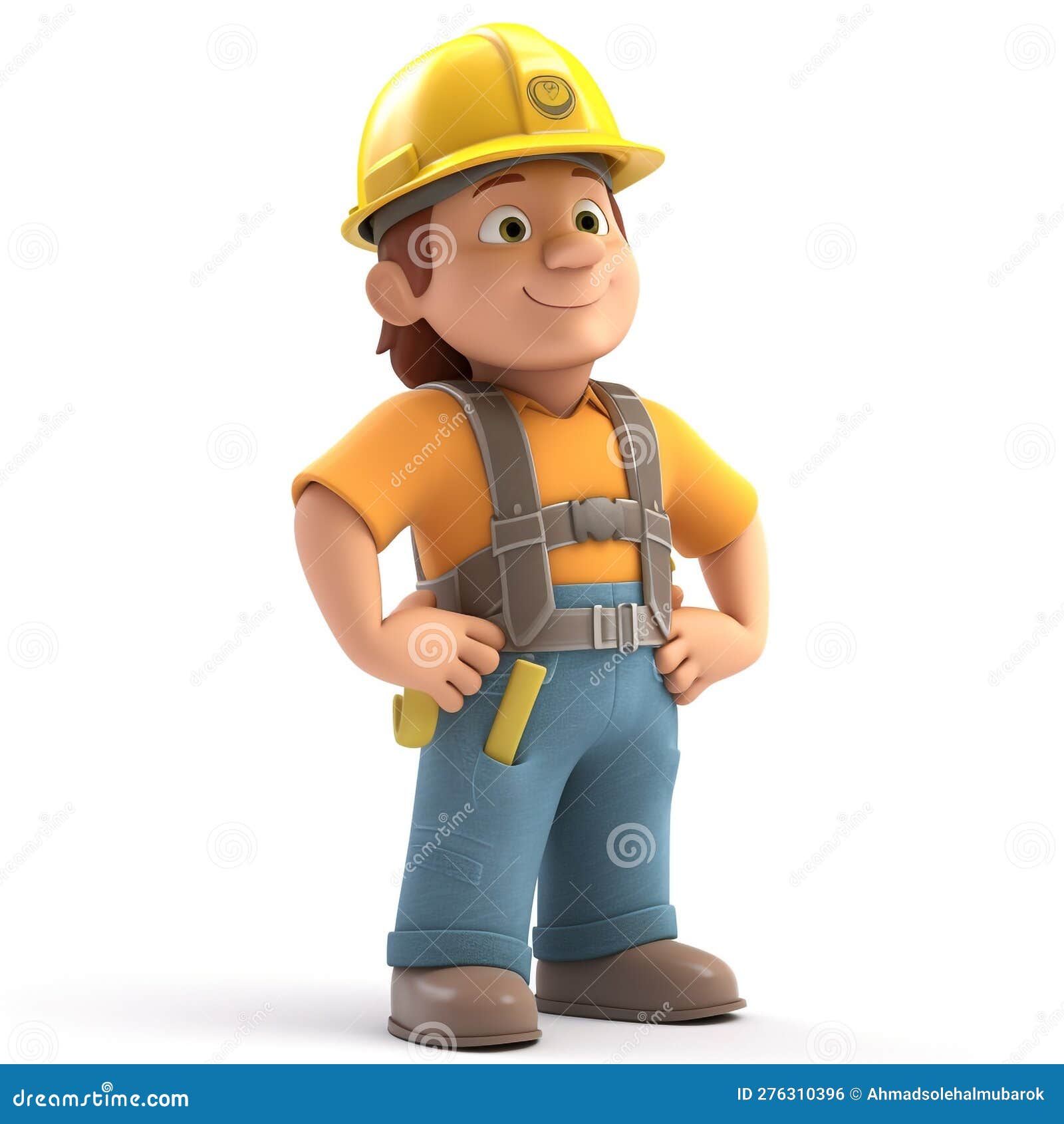 3d Character of Construction Worker Stock Illustration - Illustration ...