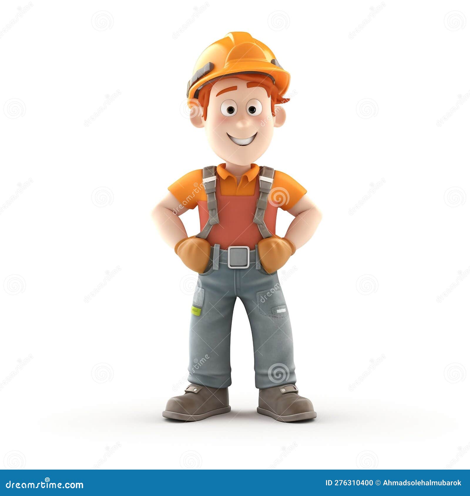 3d Character of Construction Worker Stock Illustration - Illustration ...