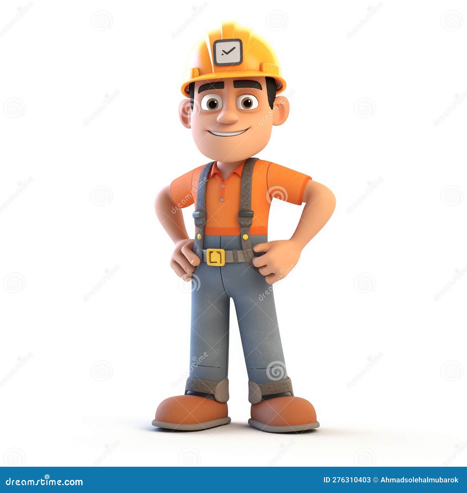 3d Character of Construction Worker Stock Illustration - Illustration ...