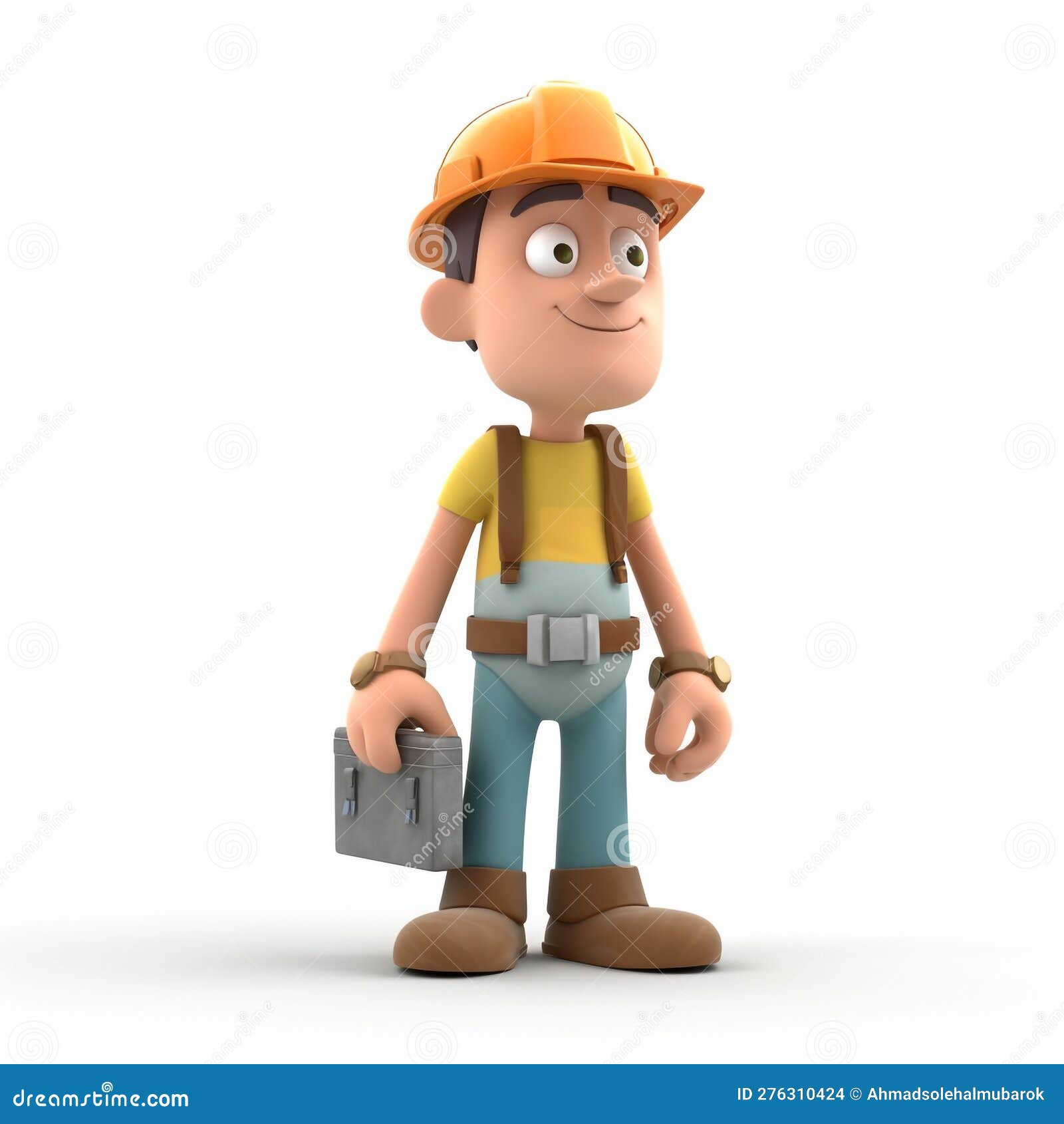 3d Character of Construction Worker Stock Illustration - Illustration ...