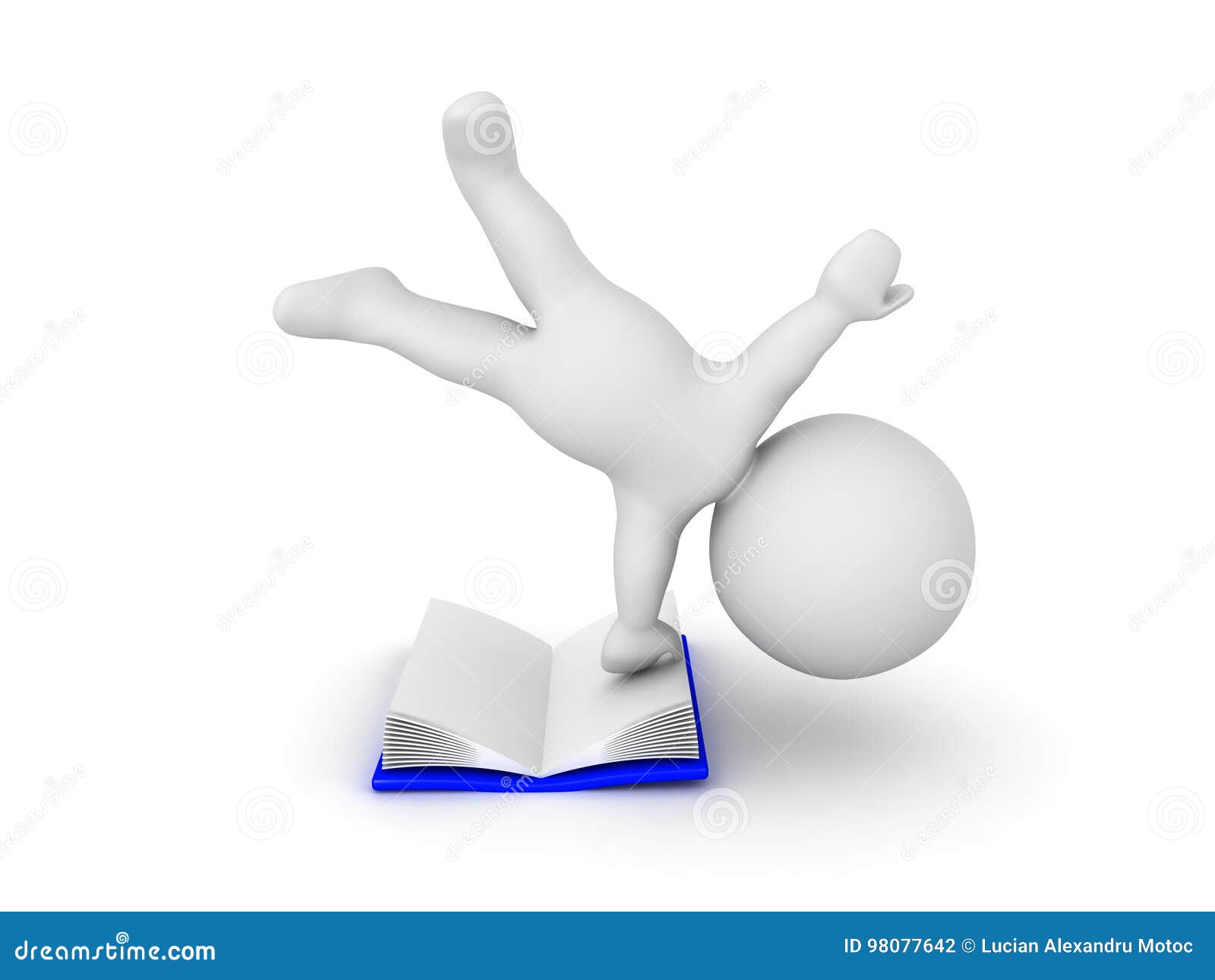 3D Character Doing a Handstand on a Book Stock Illustration ...