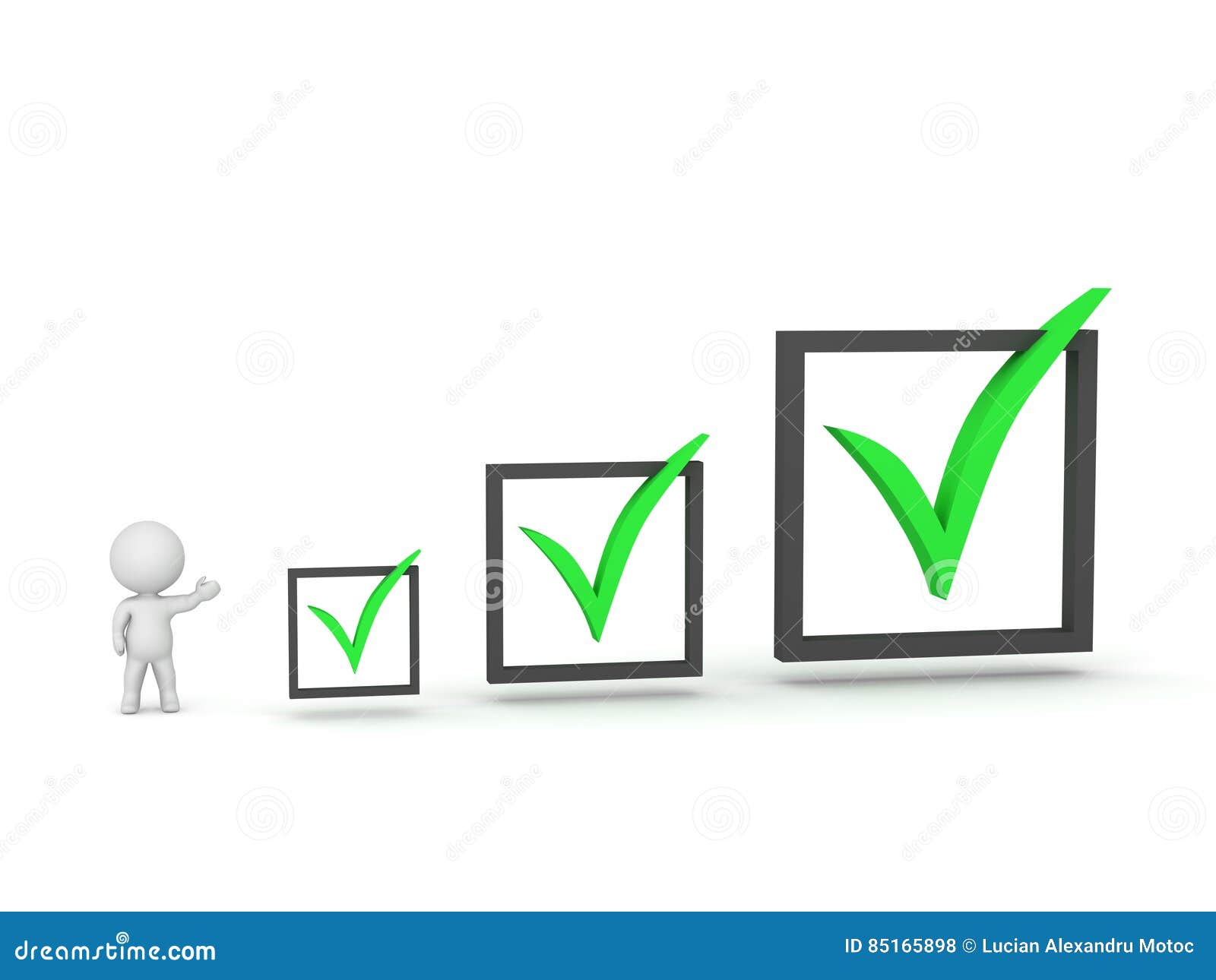 3D Character and Done Symbols Stock Illustration - Illustration of ...