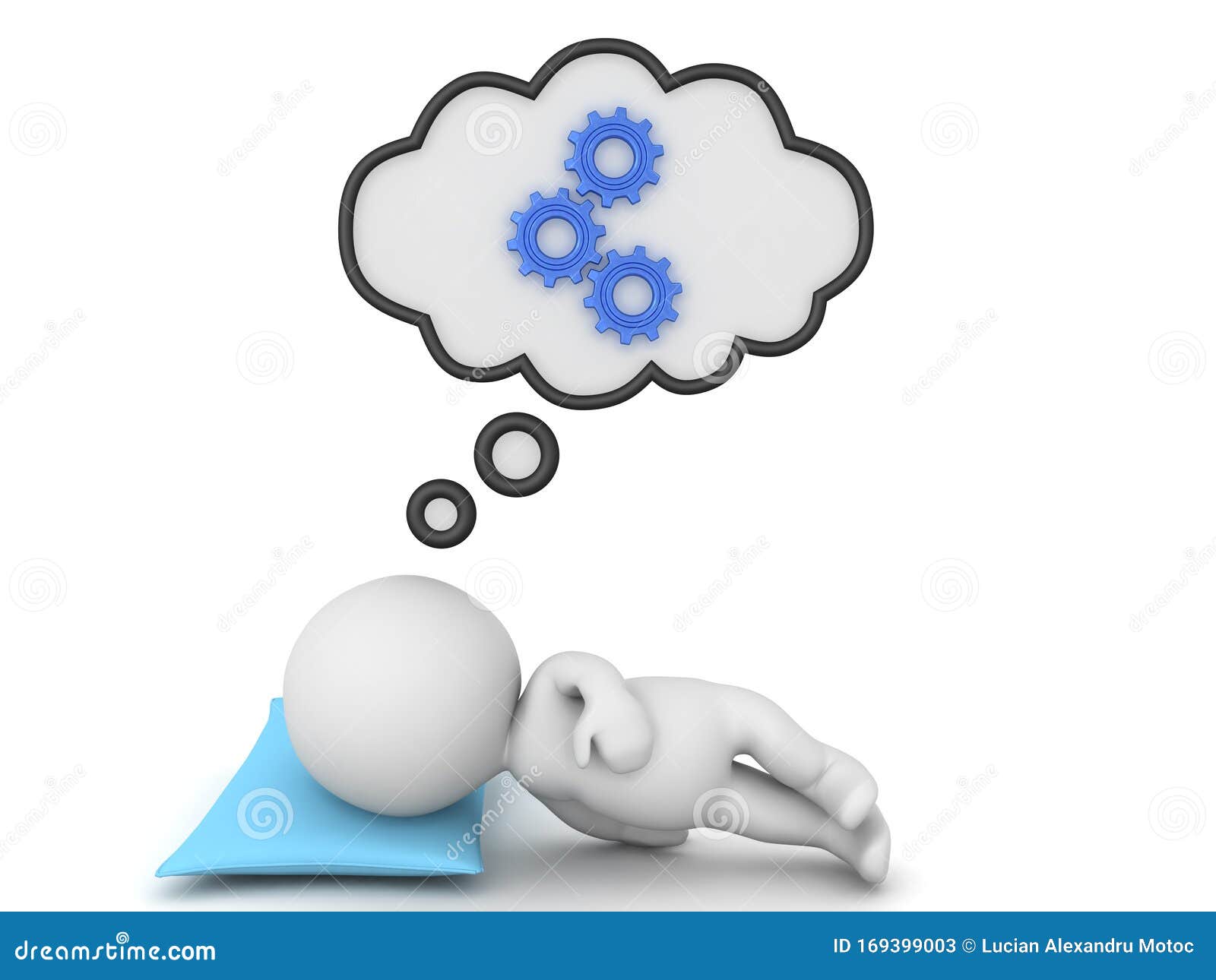 3D Character Dreaming about Work Stock Illustration - Illustration of ...