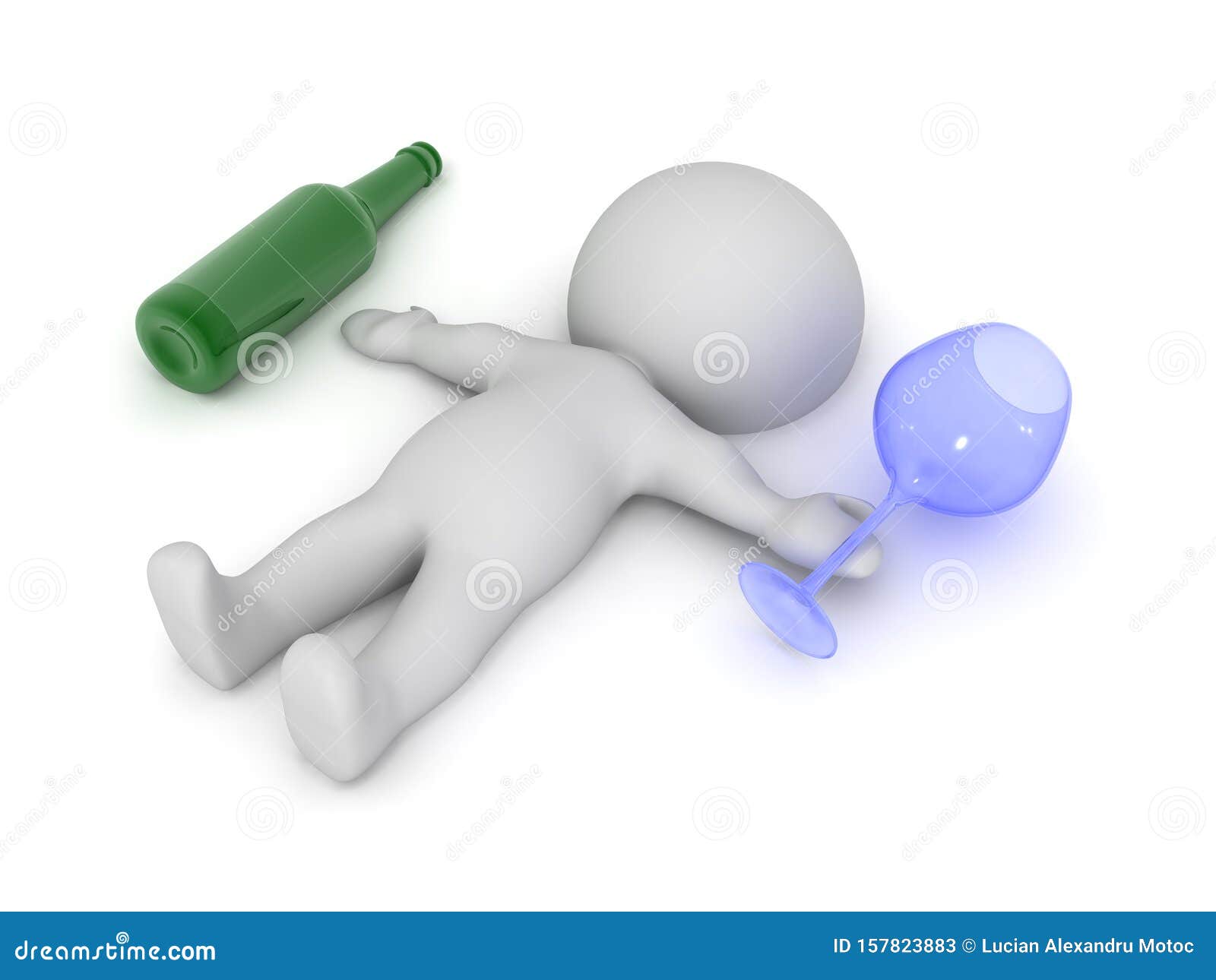 3D Character is Drunk after Drinking Wine Stock Illustration ...
