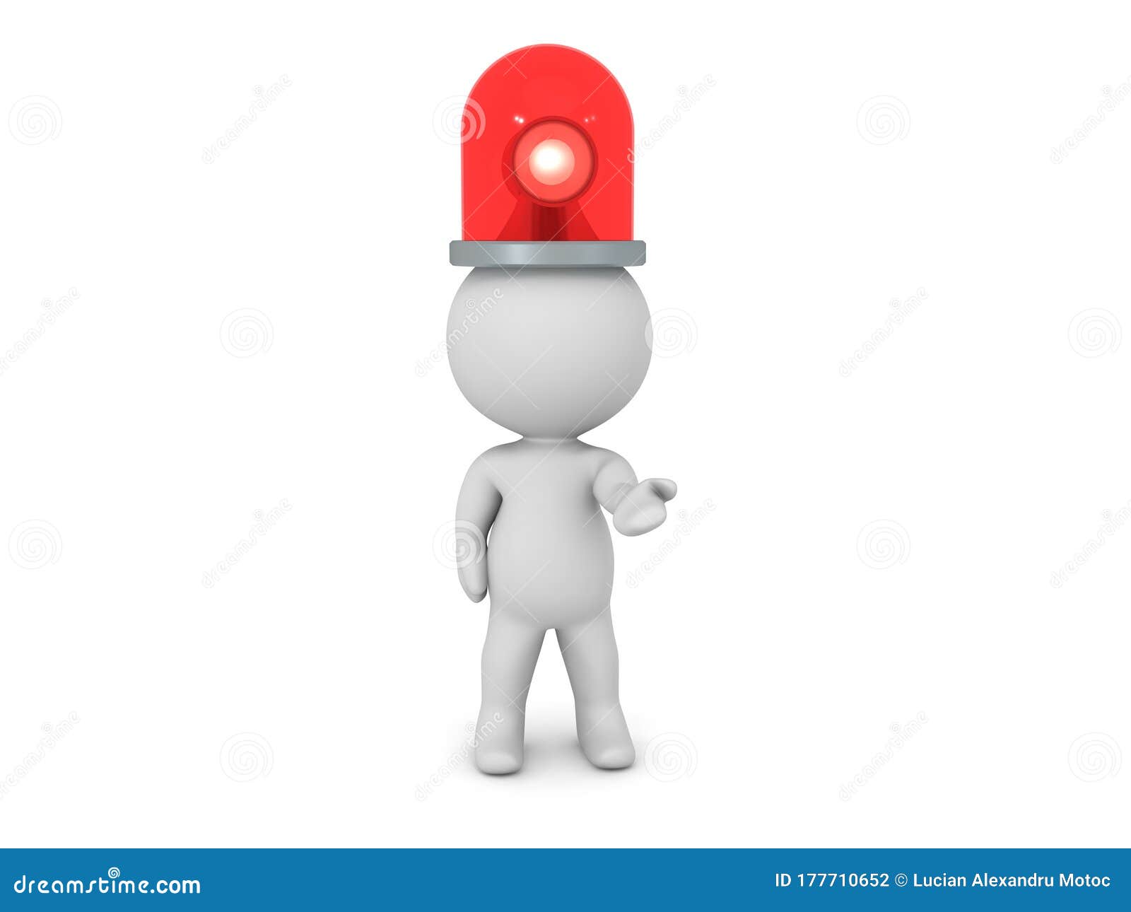 3D Character with Emergency Light Above His Head Stock Illustration ...
