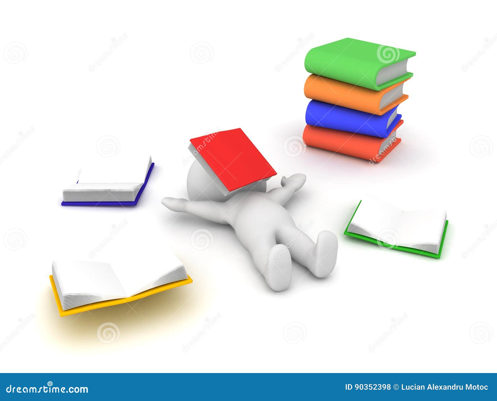 3D Character Exhausted from Having To Study Too Much Stock Illustration ...