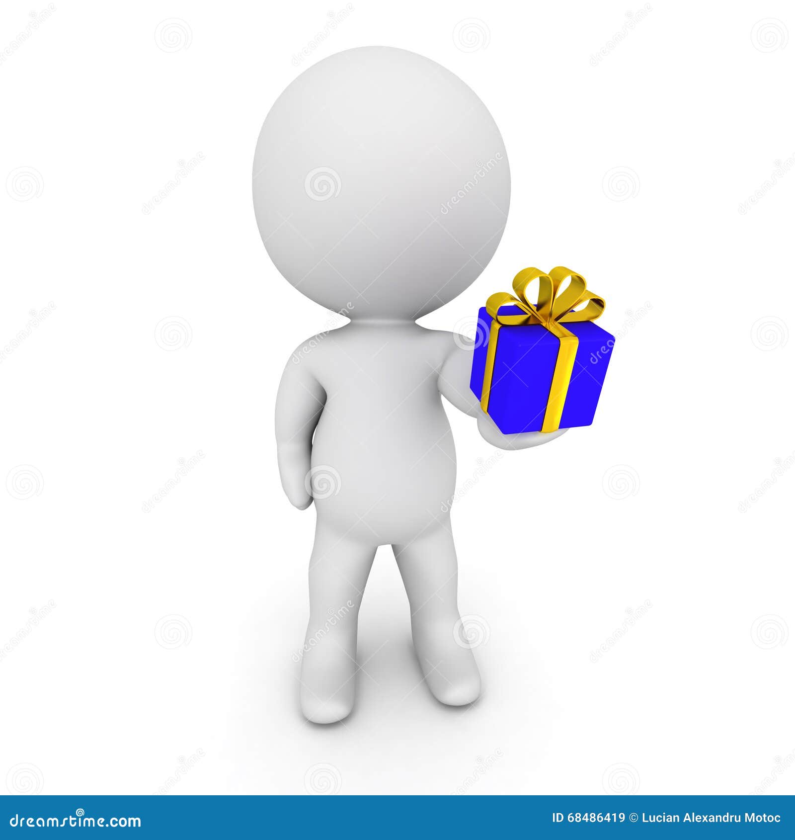 3D Character Giving a Gift stock illustration. Illustration of gold ...