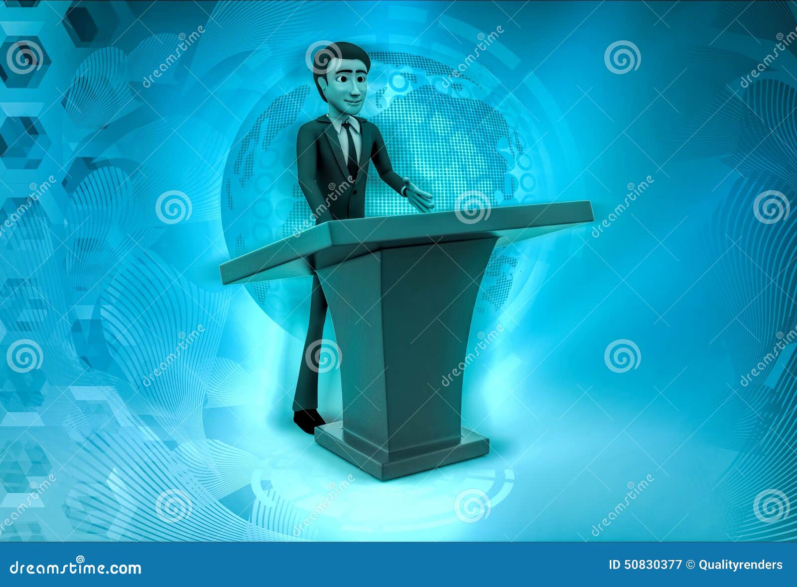 3d Character Giving Speech on Stage Illustration Stock Illustration ...