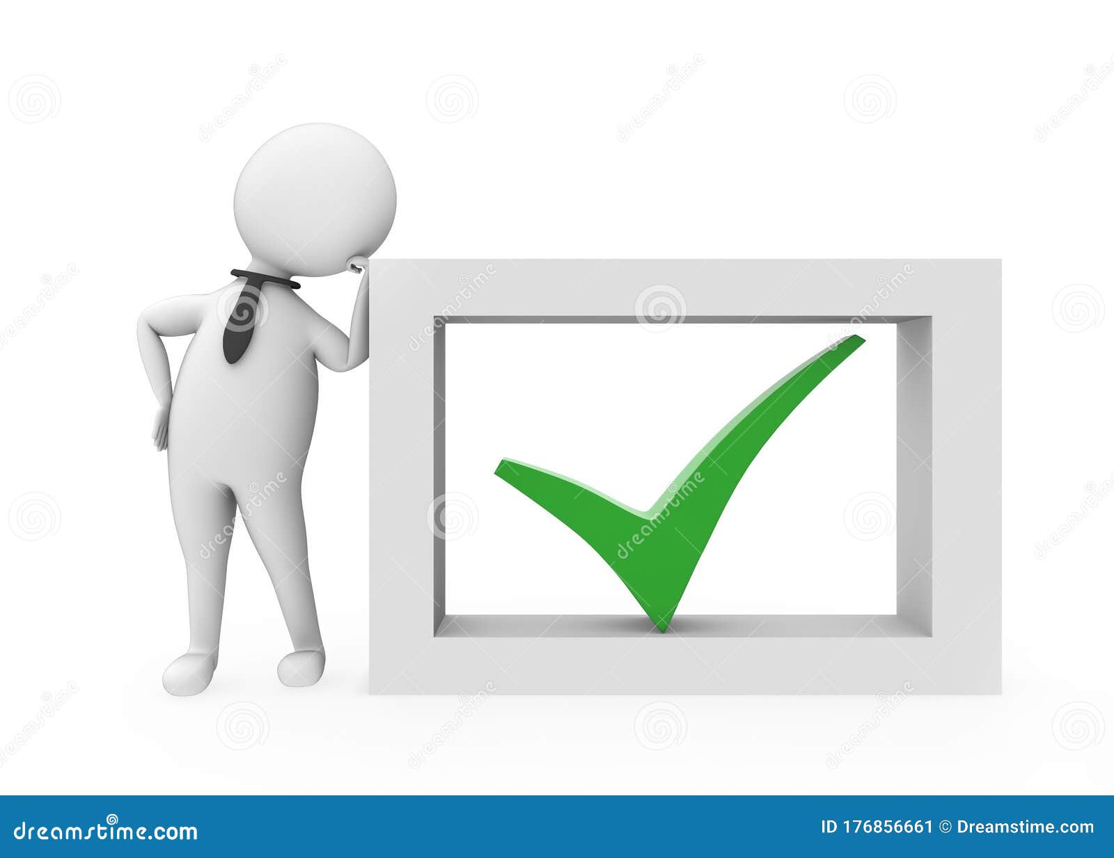 3d Character and a Green Tick Stock Illustration - Illustration of ...