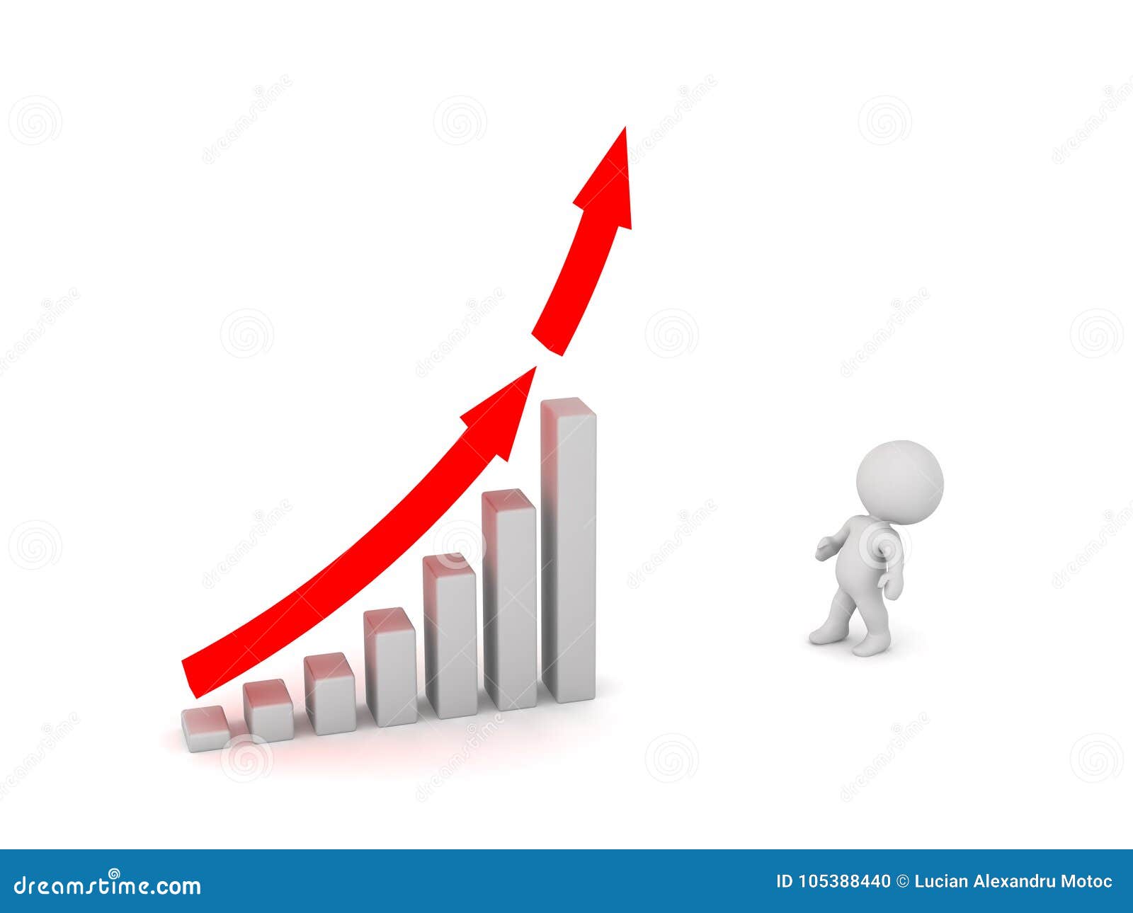 3D Character with Growth Chart Stock Illustration - Illustration of ...